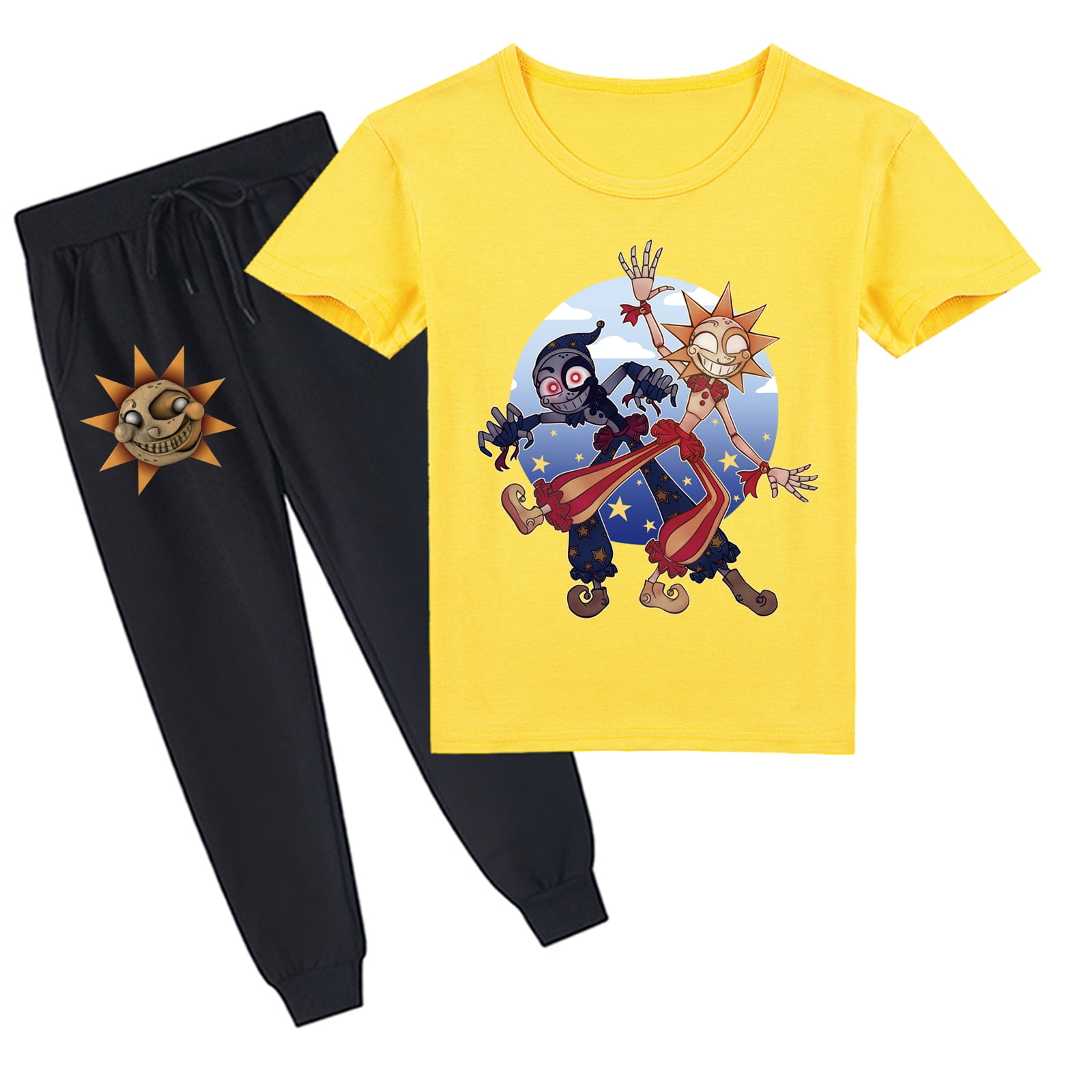 Sundrop and Moondrop Printed Cotton Set: Short Sleeve T-shirt and Long ...