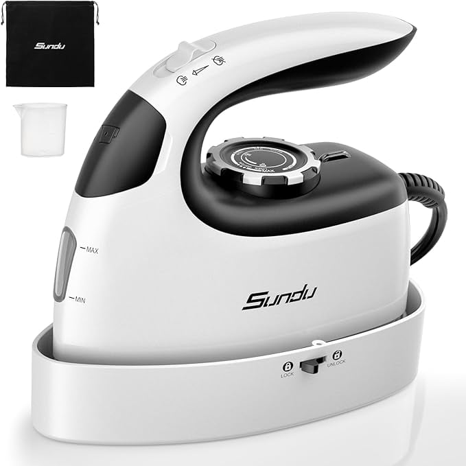 Sundu Mini Travel Iron with Steam 1000W Portable Non-Stick Soleplate ...
