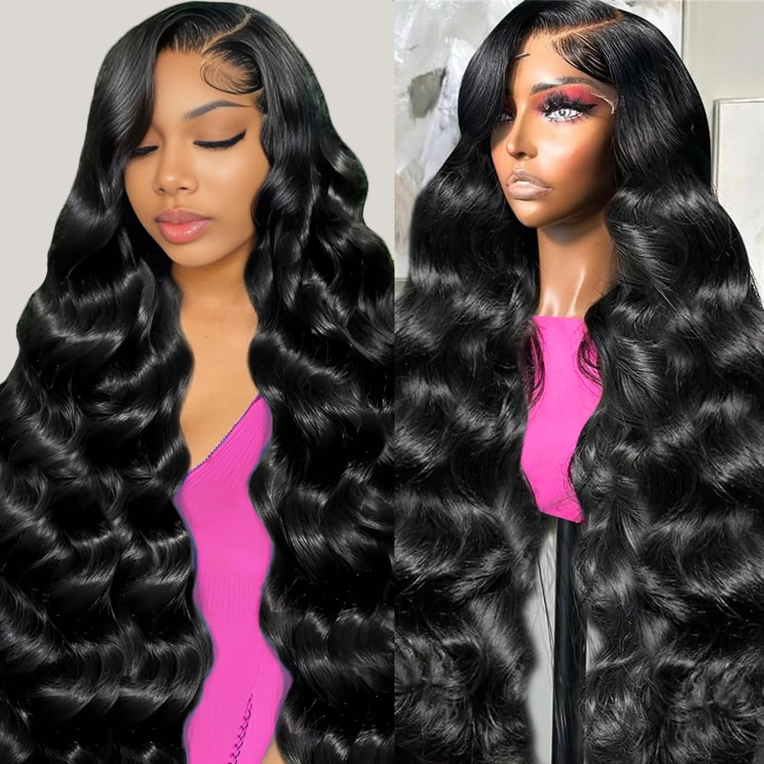 Sunelk 30 Inch 13x6 Lace Front Wigs Human Hair 200 Density Body Wave ...