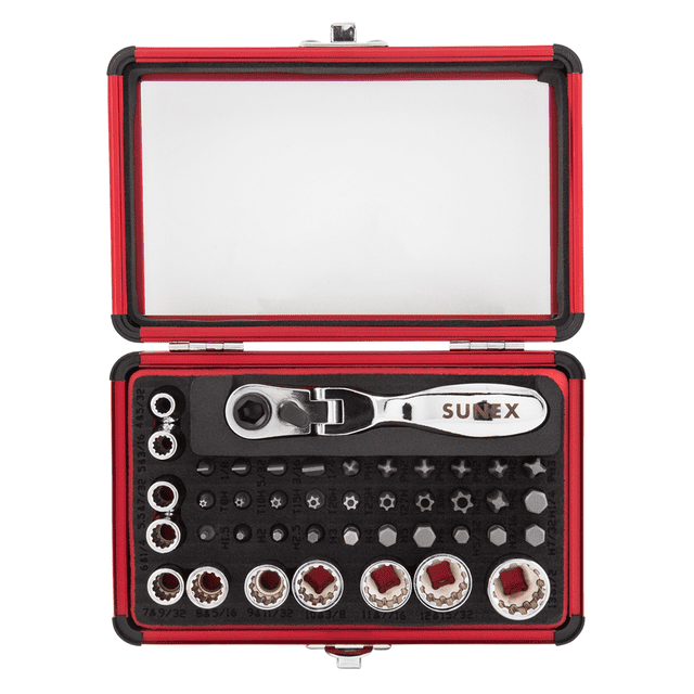 Free Shipping! Sunex 9732 1/4" Drive 44pc Socket & Bit Set w/ Mini Dual ...