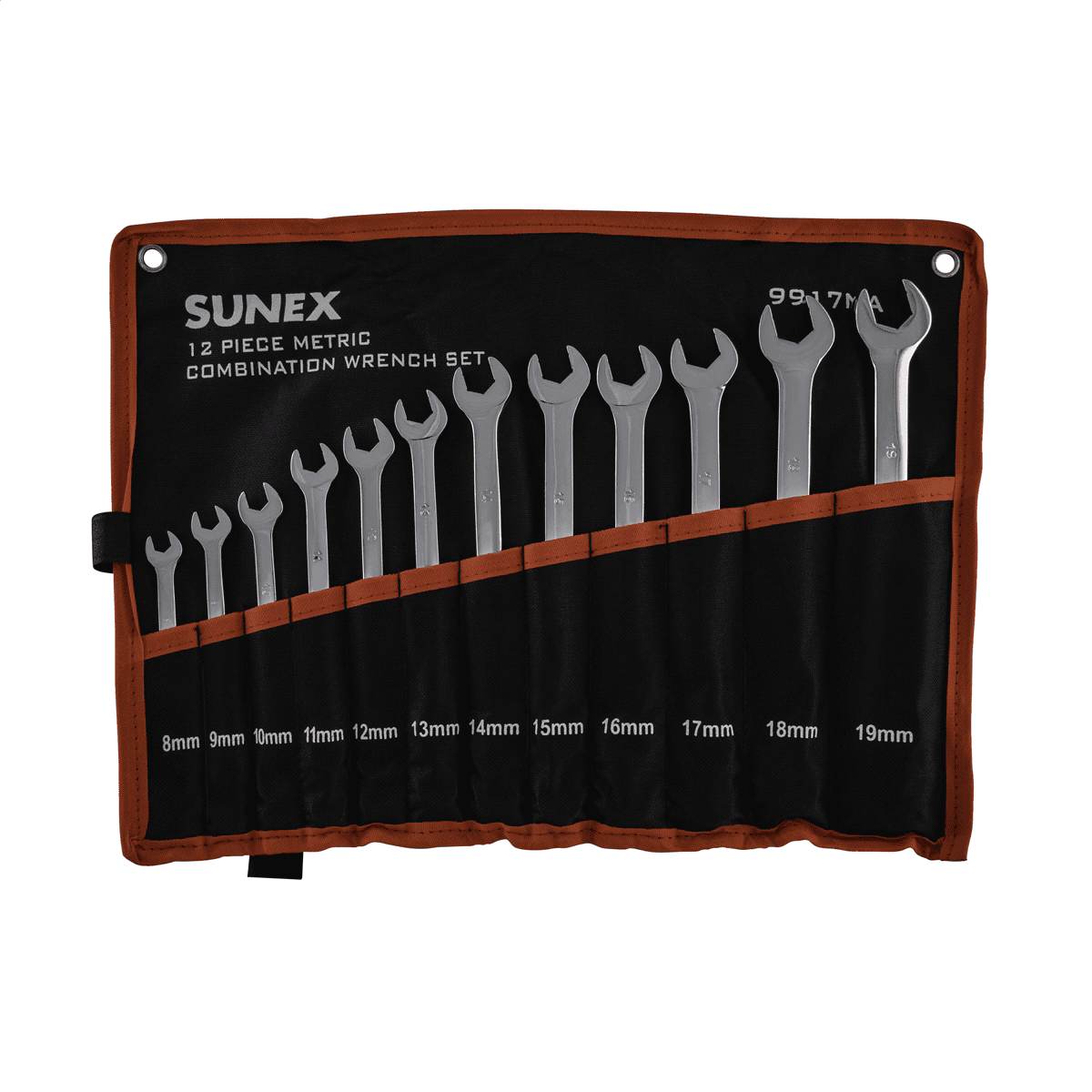 Sunex Tools Metric Full Polish V-Groove Combination Wrench Set, 12 ...