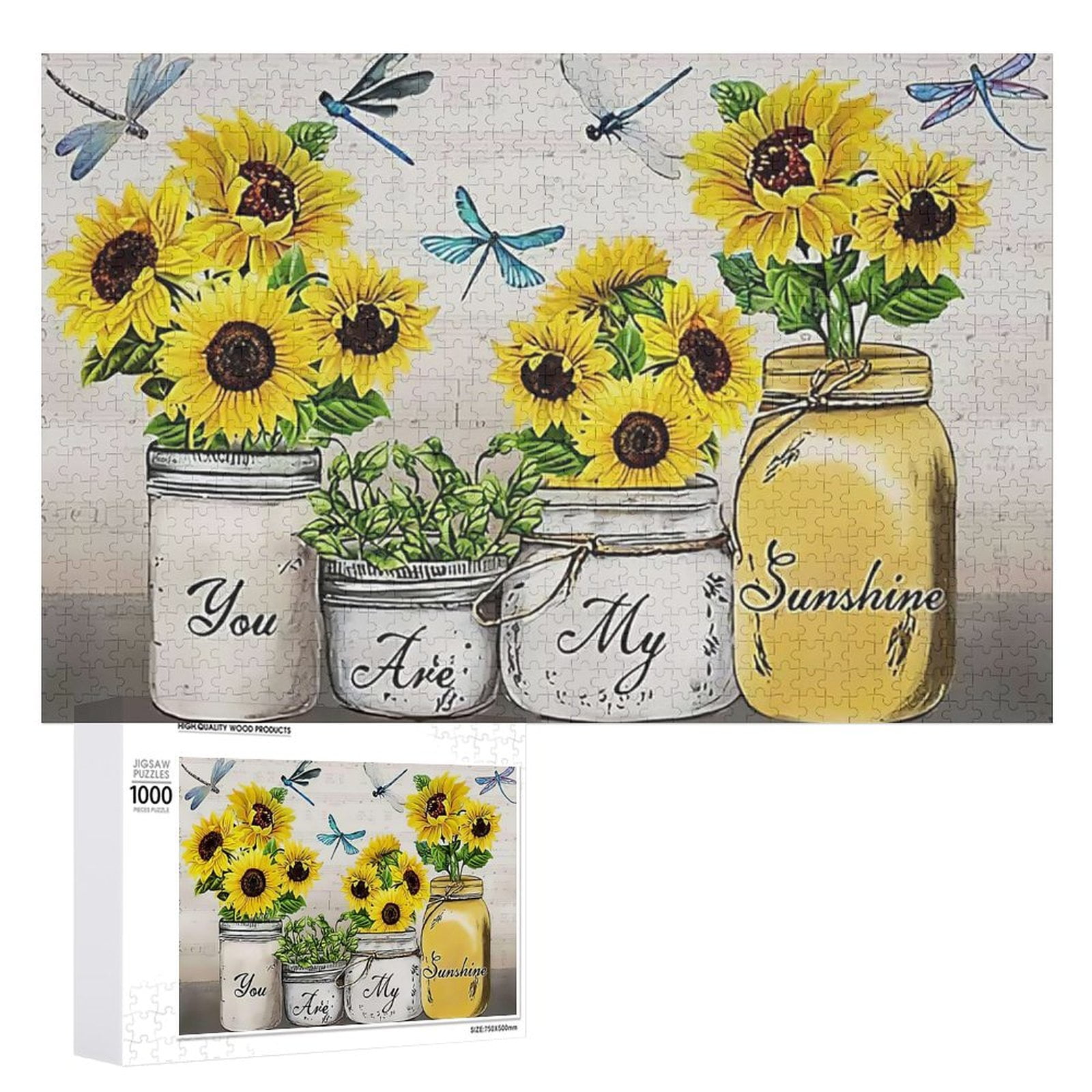Sunflower 1000 Piece Jigsaw Puzzles for Adults - Rustic Country Flower ...