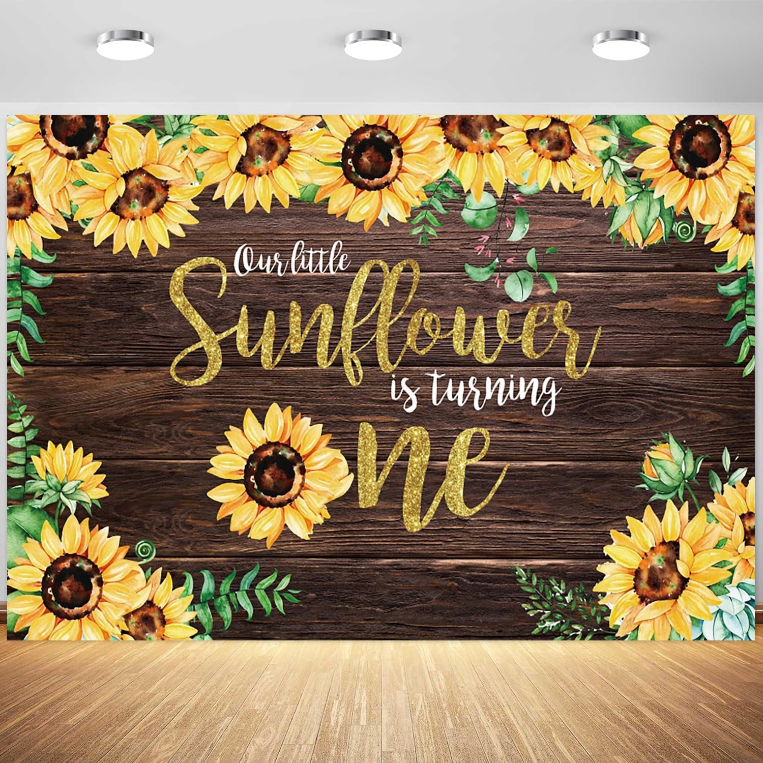 Sunflower 1st Birthday Backdrop for Kids Our Little Sunflower is ...