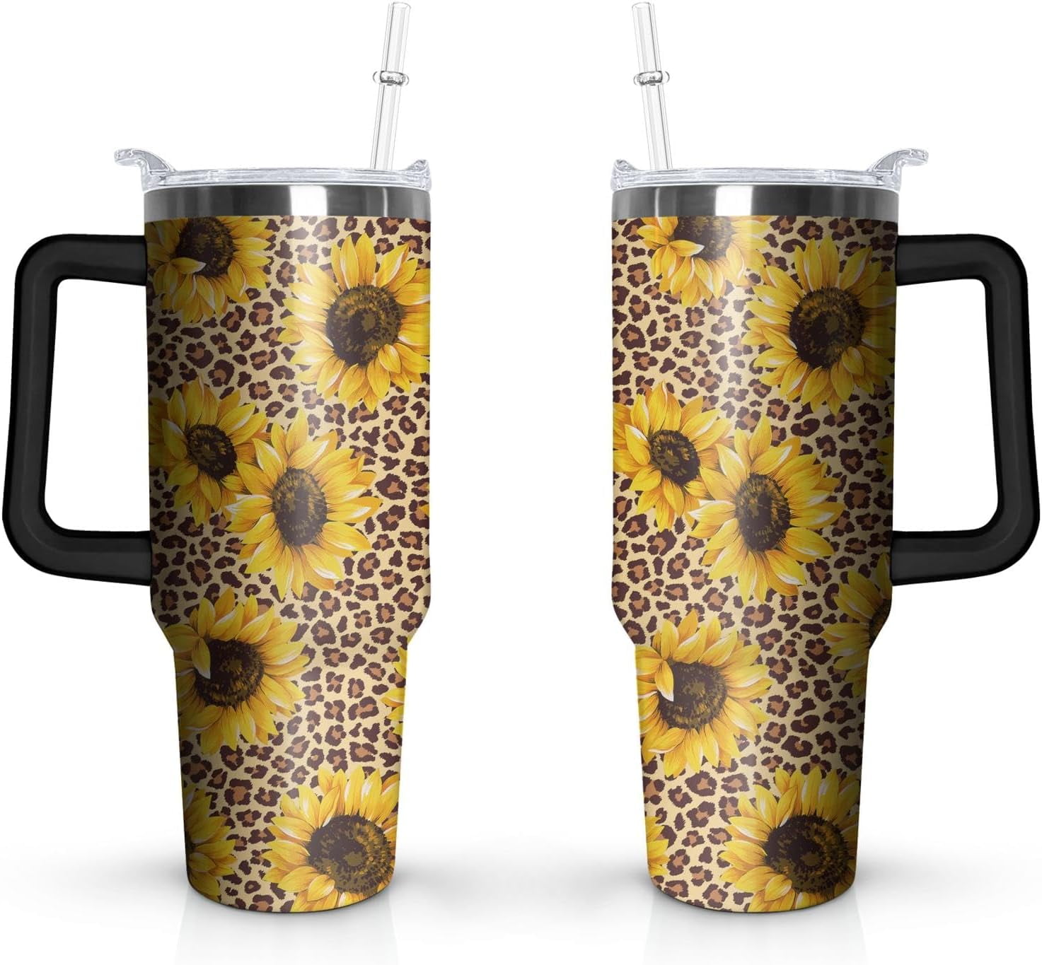 Sunflower 40 oz Tumbler with Handle and Straw Lid- 100% Leak Proof ...