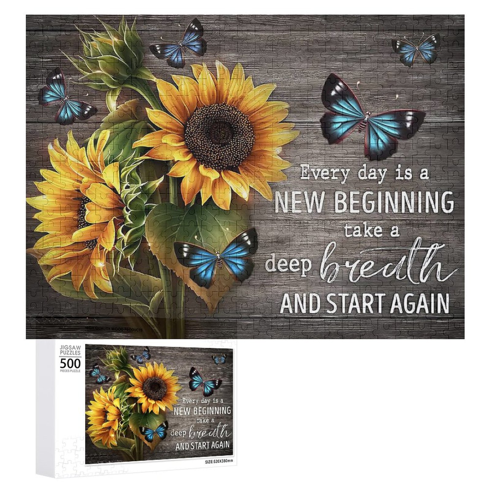 Sunflower 500 Piece Jigsaw Puzzle for Adults - Bible Verse Blue ...