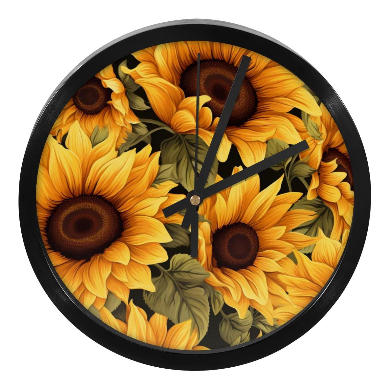 Sunflower 9.8 Inch Silent Round Digital Wall Clock, Battery Operated ...