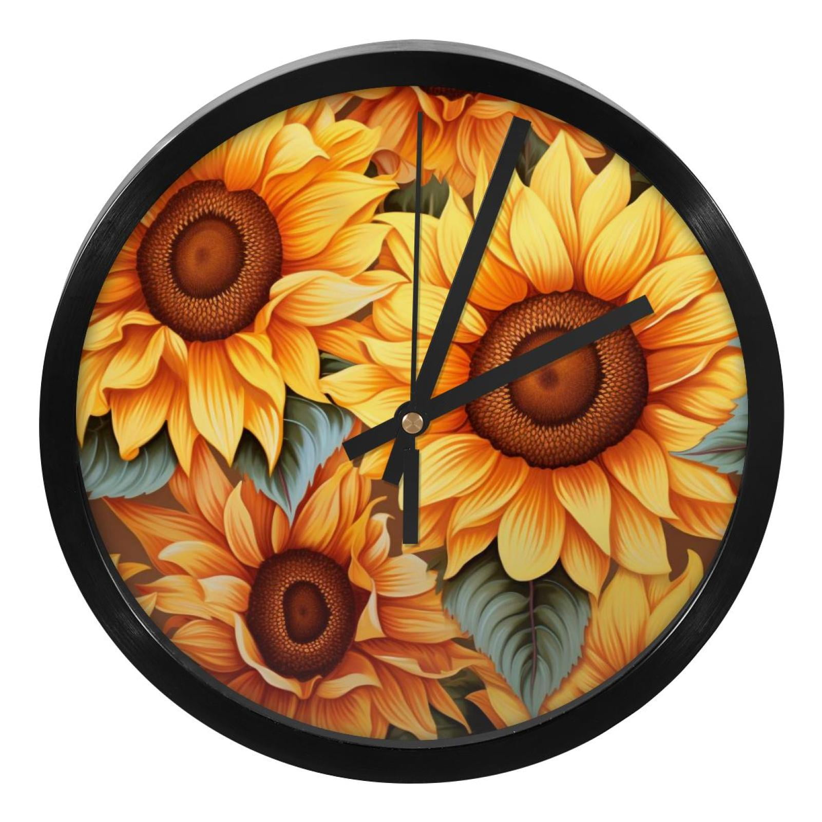 Sunflower 9.8 Inches Silent Wall Clock, Round Digital Battery Operated ...