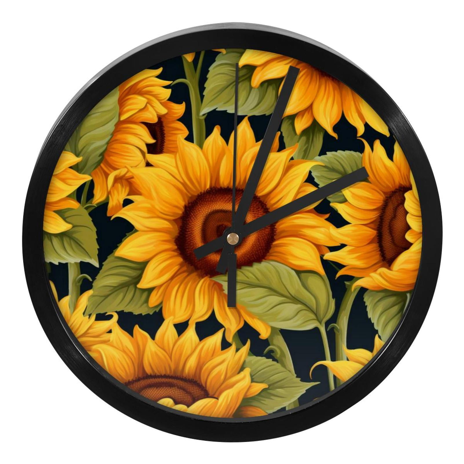 Sunflower 9.8 Inches Silent Wall Clock, Round Digital Battery Operated ...