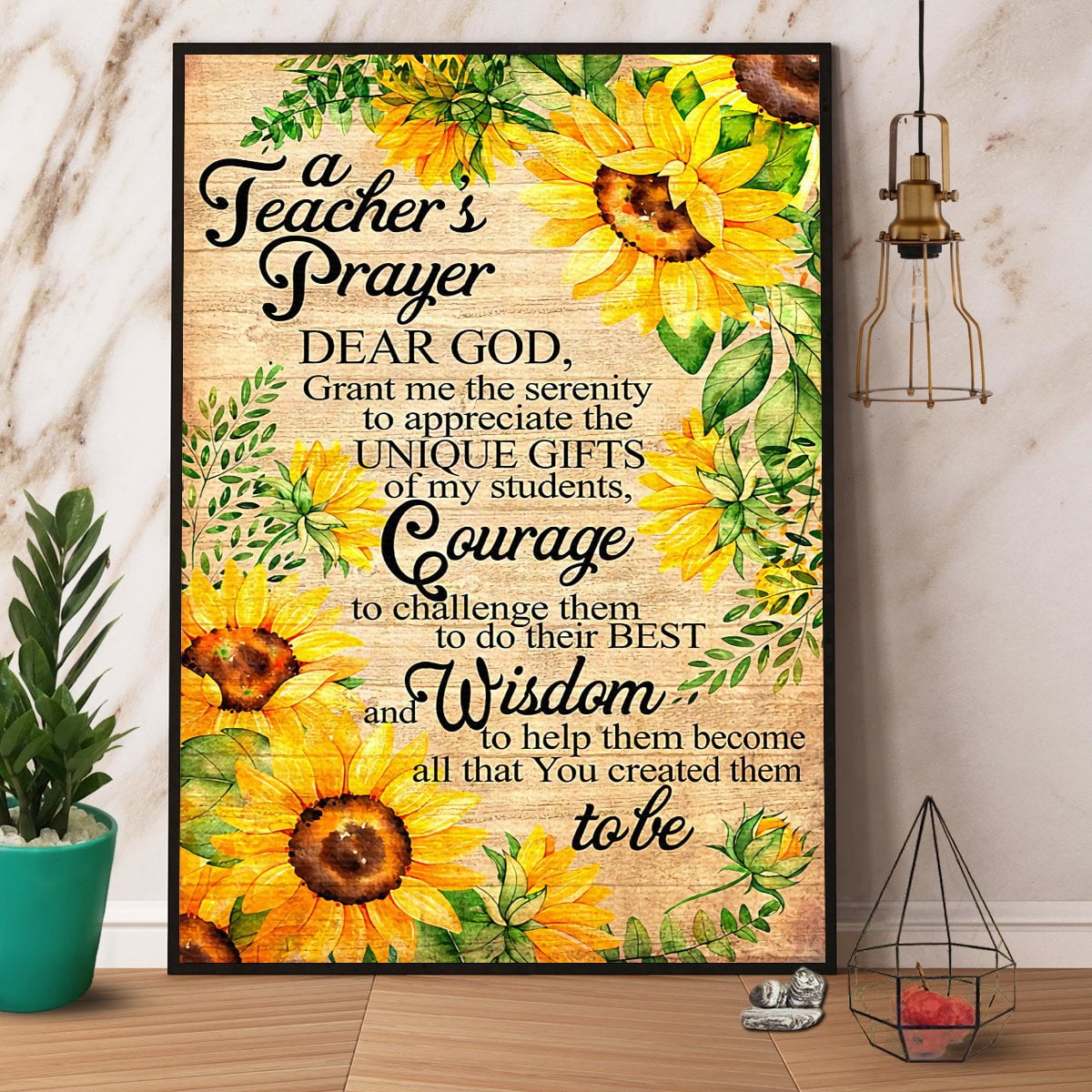 Sunflower A Teacher'S Prayer Paper Poster No Frame Matte Wall Art Decor ...