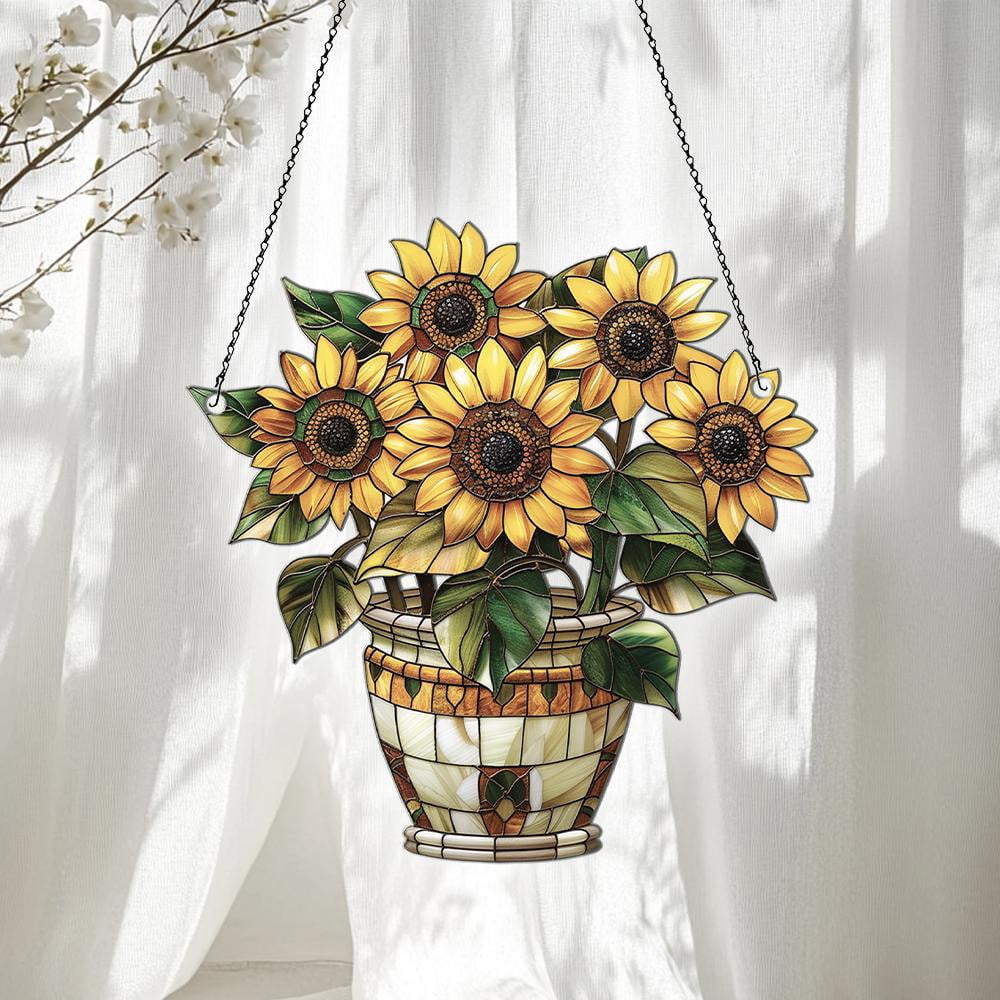Sunflower Acrylic Suncatcher Window Hanging, Sunflower Ornaments ...