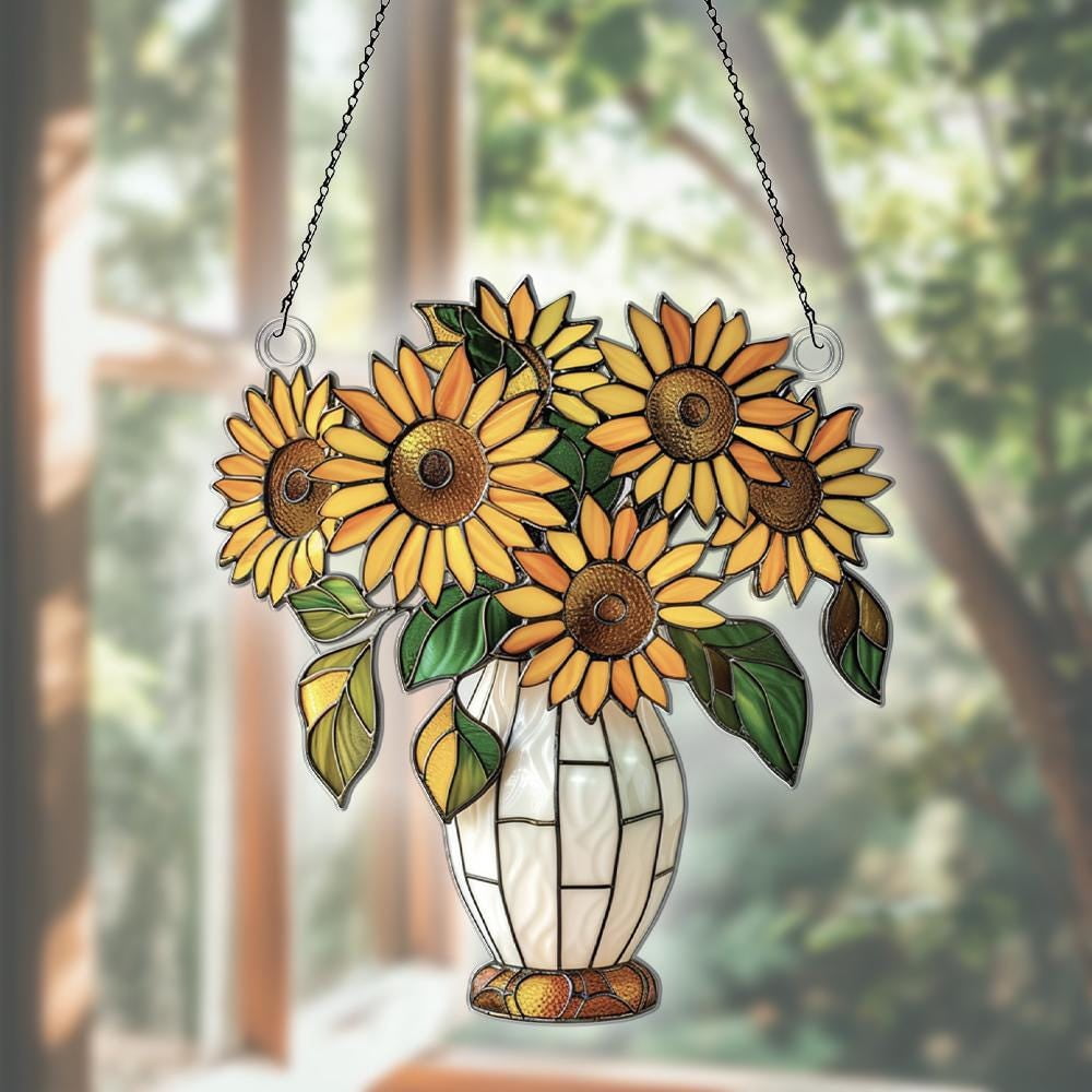 Sunflower Acrylic Suncatcher Window Hanging, Sunflower Ornaments ...