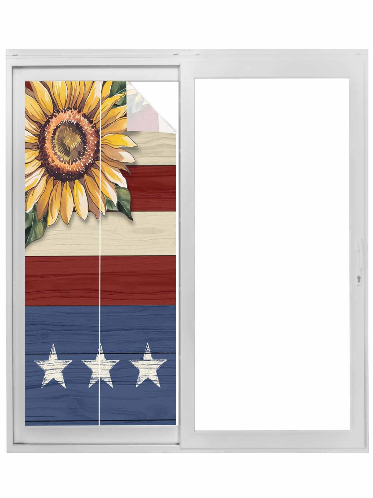 Sunflower America Flag Window Privacy Film, Farmhouse Retro US Flag ...