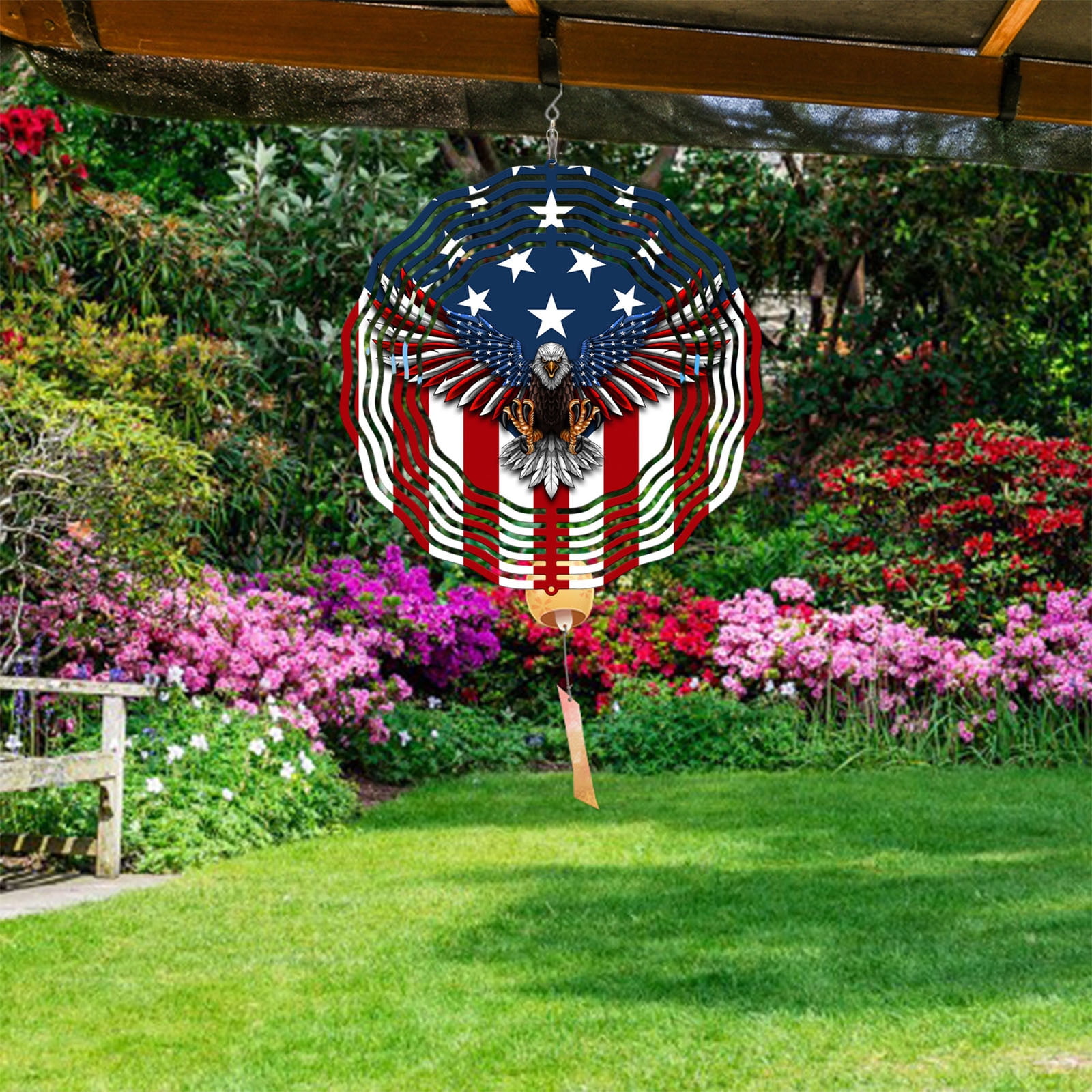 Sunflower American Flag Eagle Patriotic Wind Spinners Outdoor for Yard ...