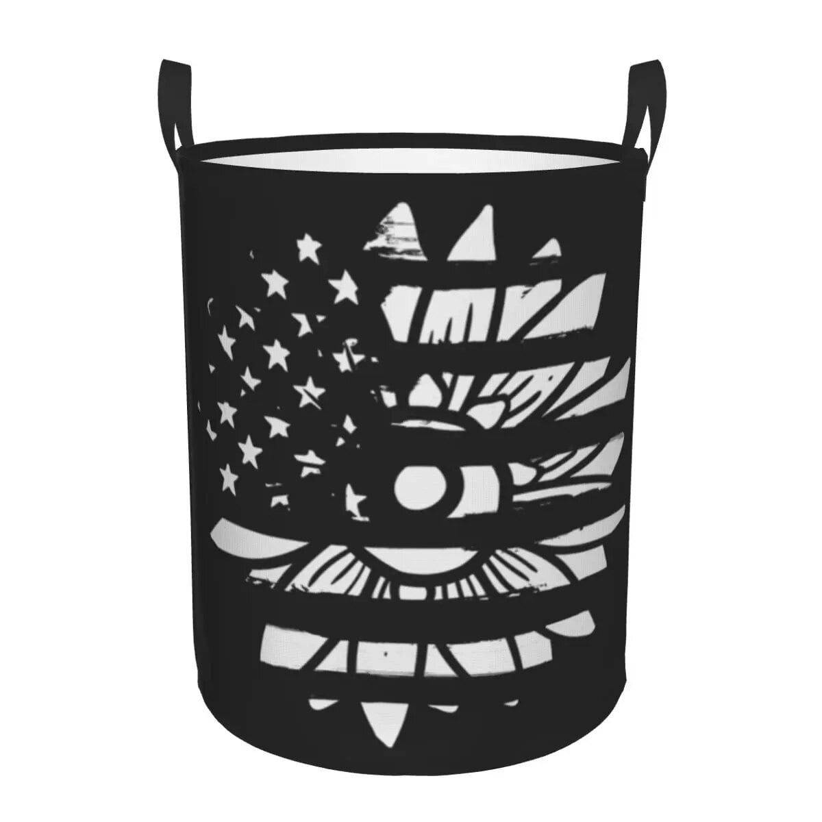 Sunflower American Flag Laundry Basket Collapsible Flower Baby Hamper ...