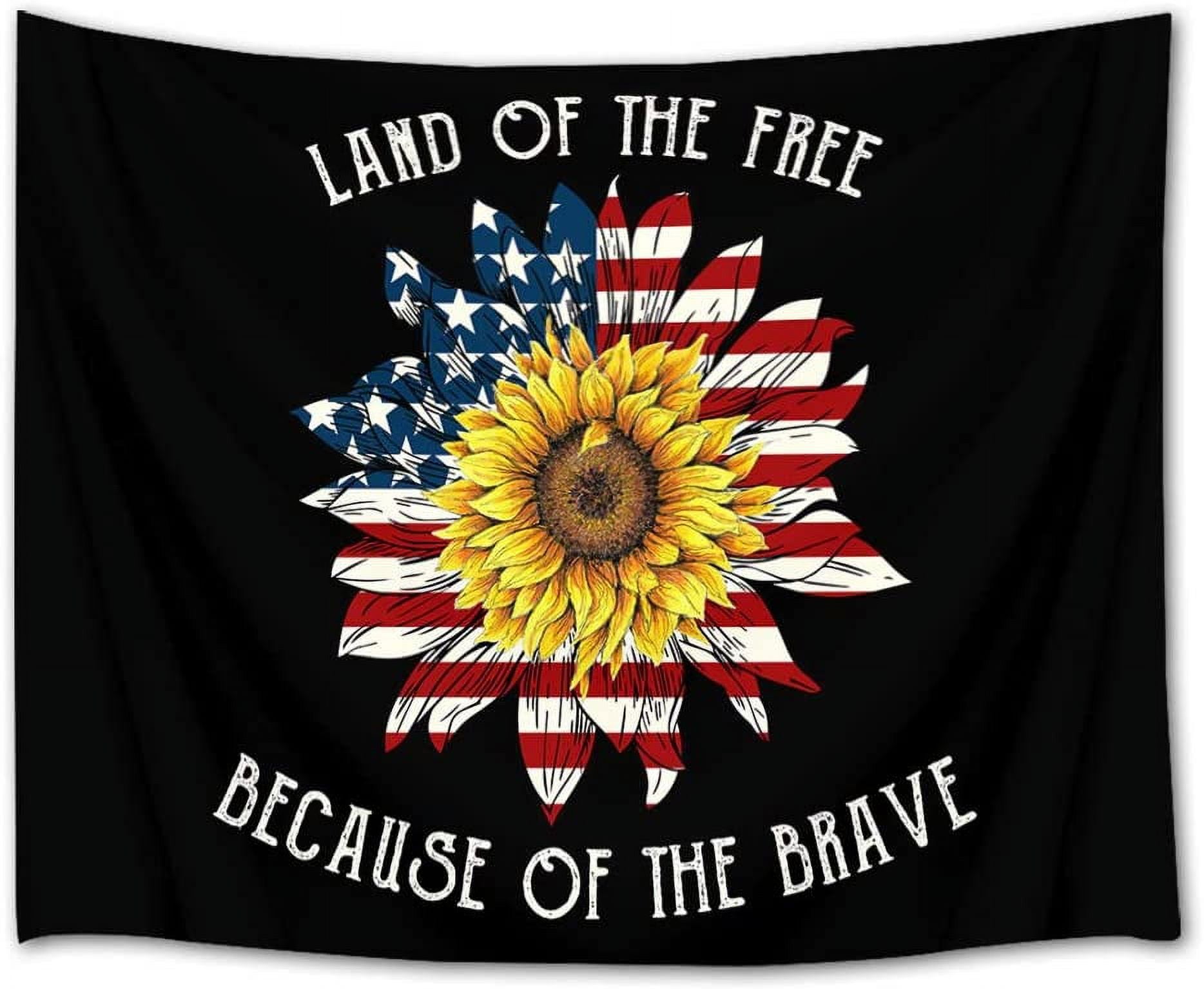 Sunflower American Flag Tapestry Inspirational Quote Tapestry Wall ...