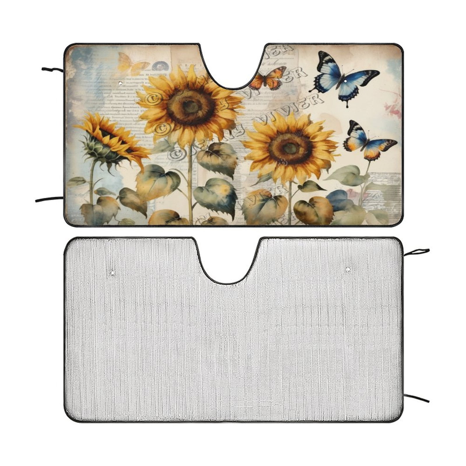 Sunflower And Butterfly Windshield Sun Shade, Car Sun Shade Windshield ...