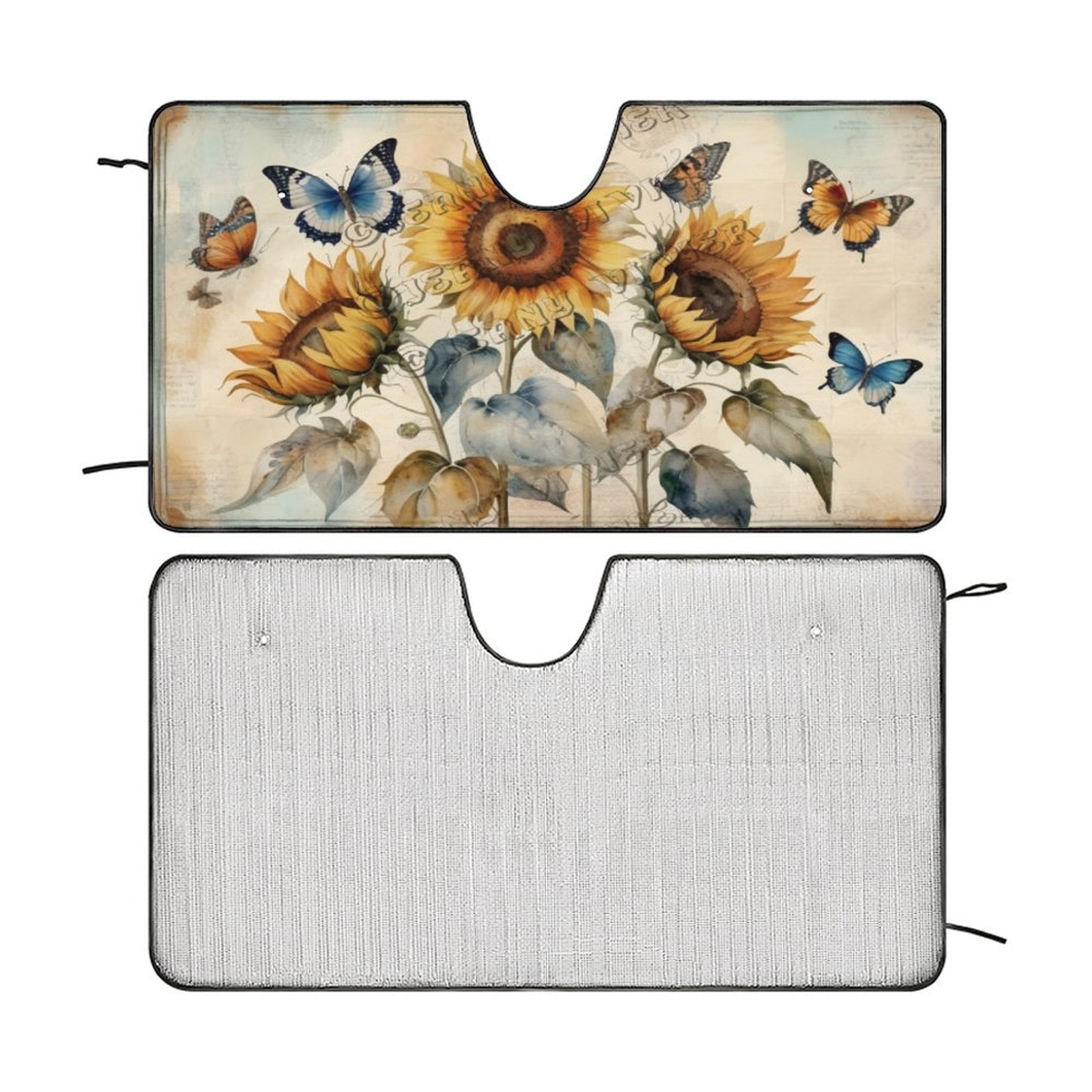 Sunflower And Butterfly Windshield Sun Shade Fold-able Car Window Shade ...