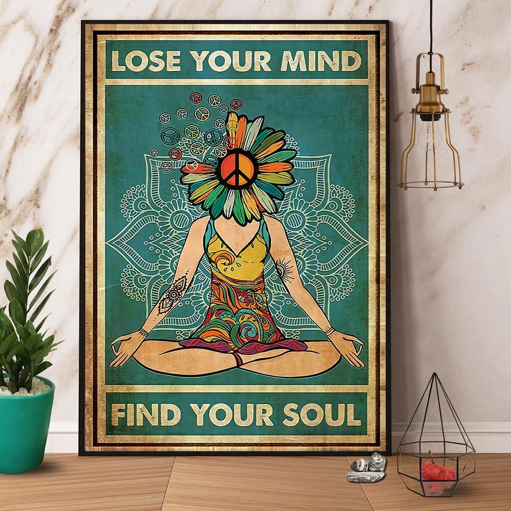 Sunflower And Yoga Lose Your Mind Find Your Soul Vintage Paper Poster ...
