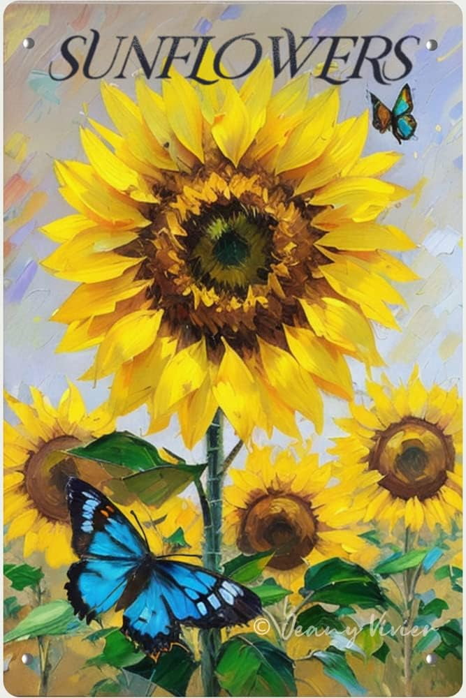 Sunflower Antique Tin Sign Always Believe Vintage Signs Decoration ...