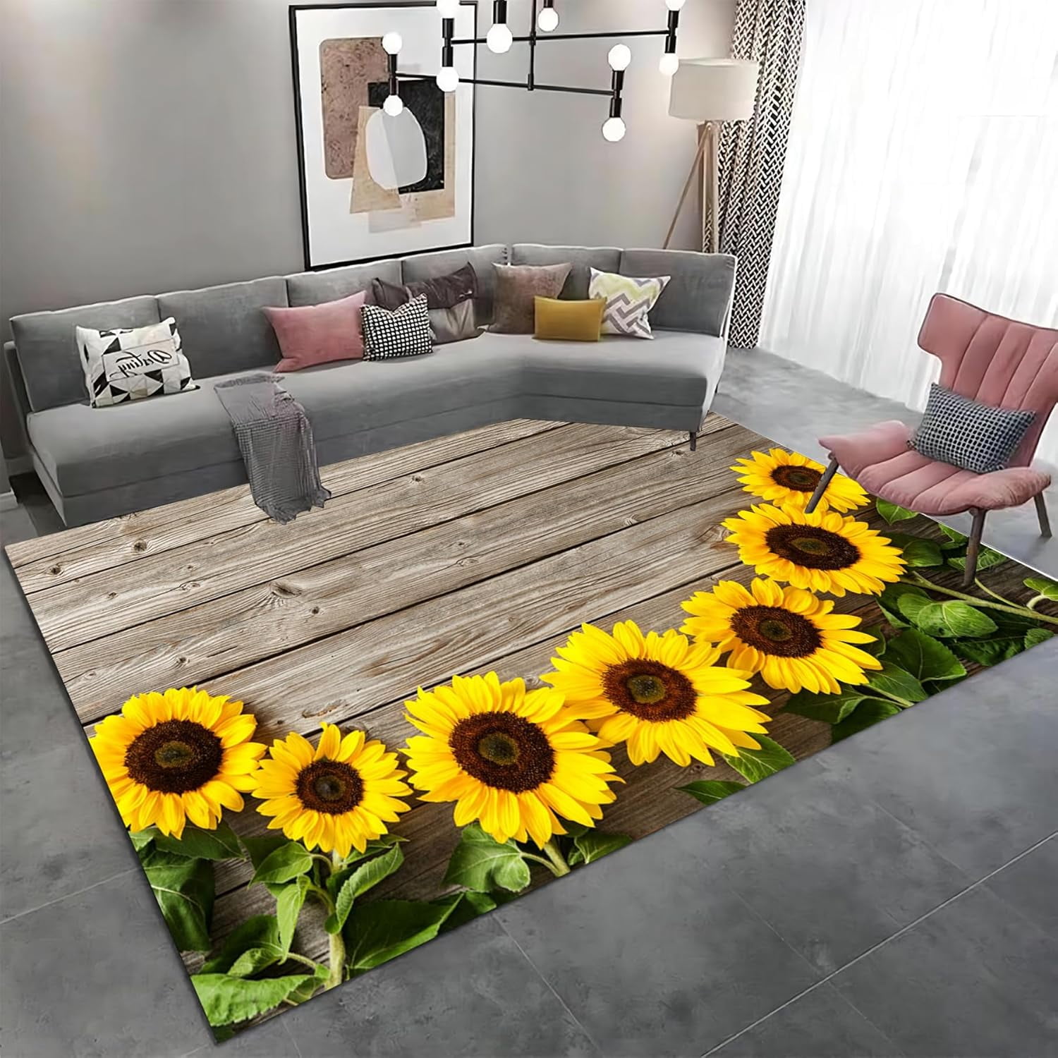 Sunflower Area Rug Yellow Sunflower Print Rug For Bedroom Modern And ...