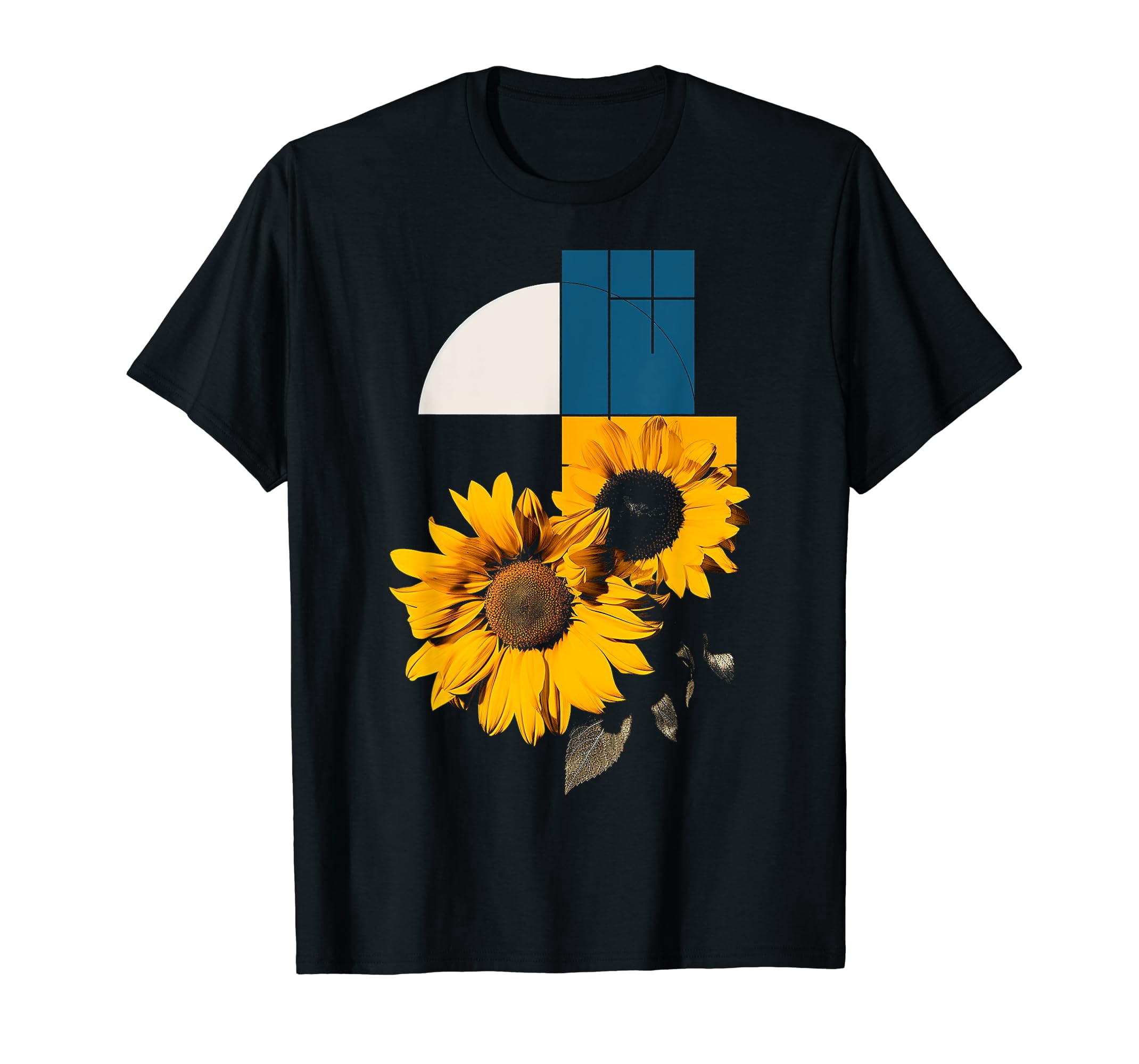 Sunflower Art Geometric Graphic Flower Motif Sunflower T-Shirt ...