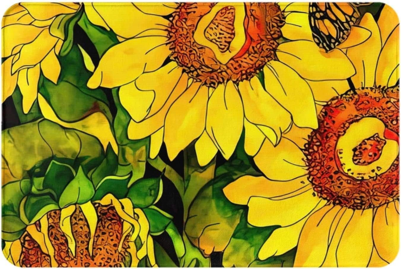 Sunflower Art Painting Door Mat Welcome Mats Indoor Absorbs Mud Doormat ...