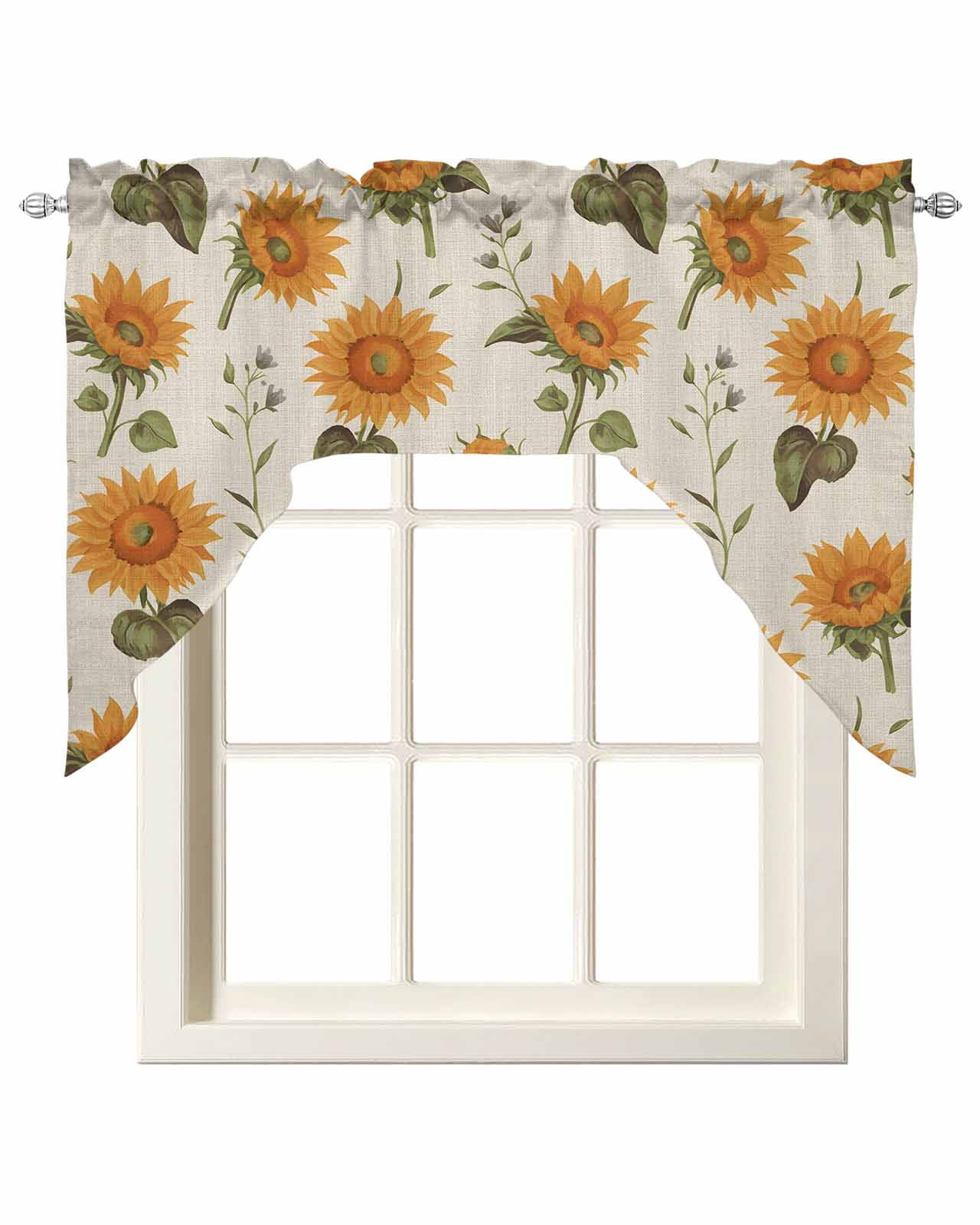 Sunflower Autumn Kitchen Swag Valances for Windows, Fall Farmhouse ...
