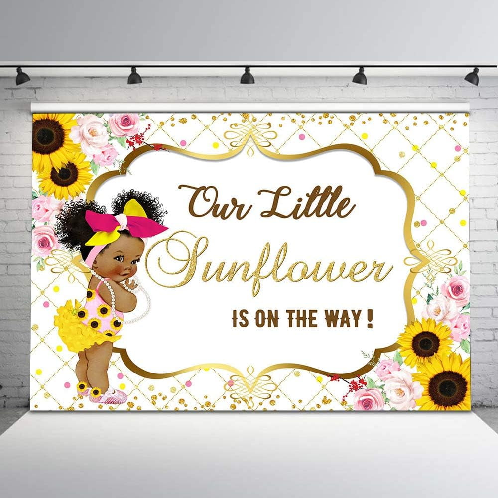 Sunflower Baby Shower Backdrop Little Princess Baby Shower Photo ...