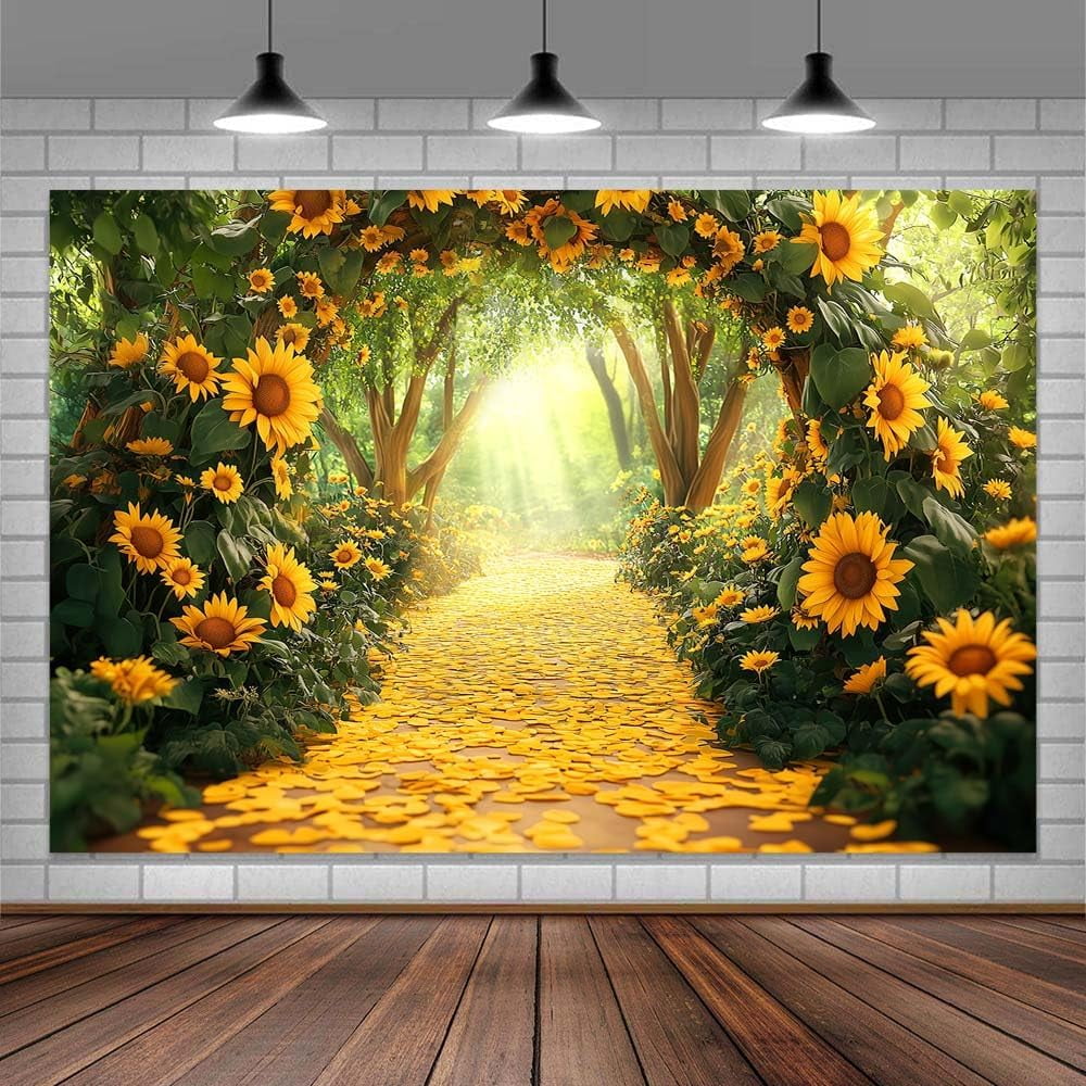 Sunflower Backdrop Birthday Nature Scenery Decorations Banner for Girls ...