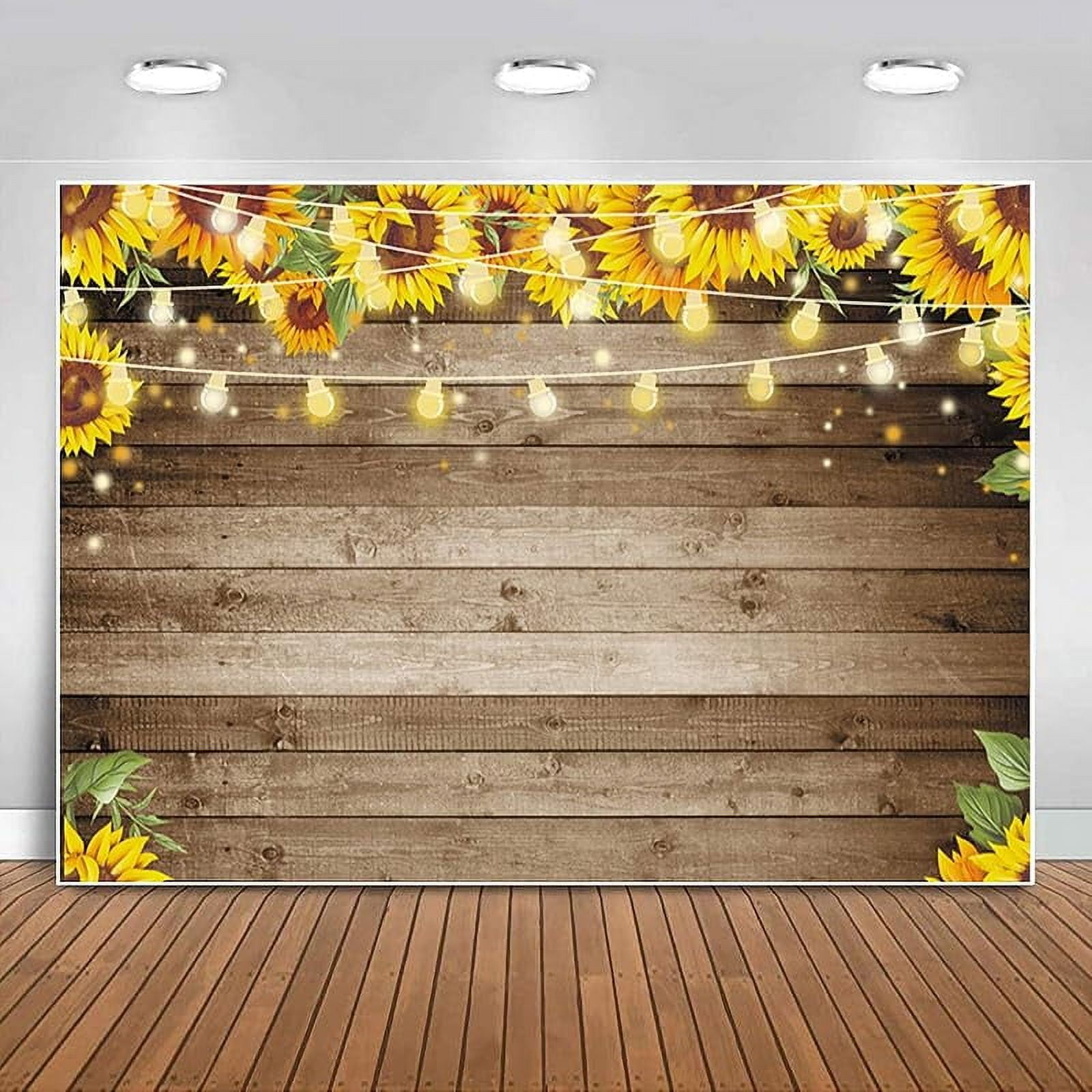 Sunflower Backdrop for Photography Rustic Brown Wood Sunflower Baby ...