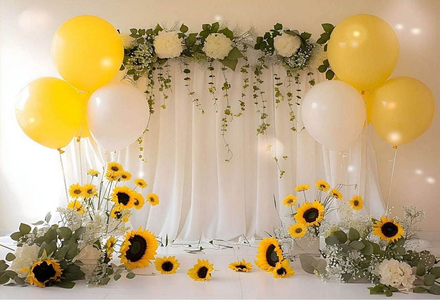 Sunflower Balloon Arch Floral Kid Birthday Party Cake Smash Portrait r ...
