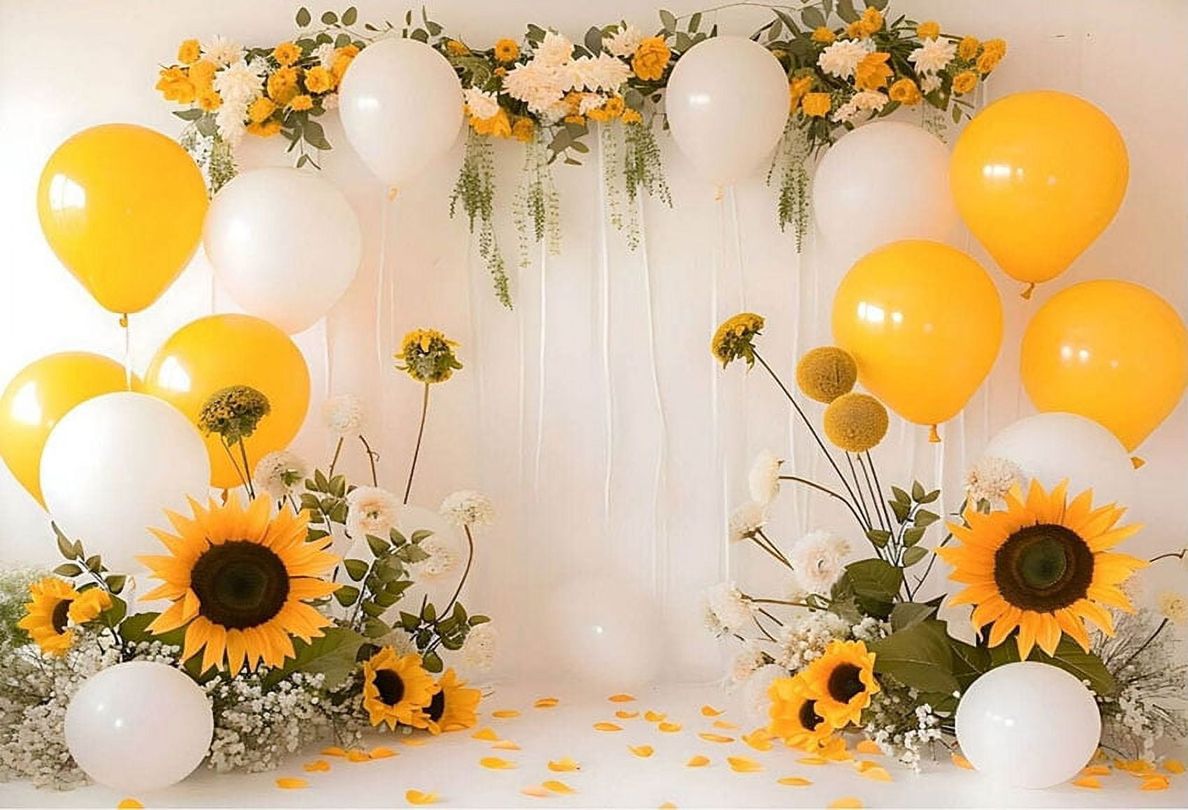 Sunflower Balloon Arch Floral Kid Birthday Party Cake Smash Portrait r ...