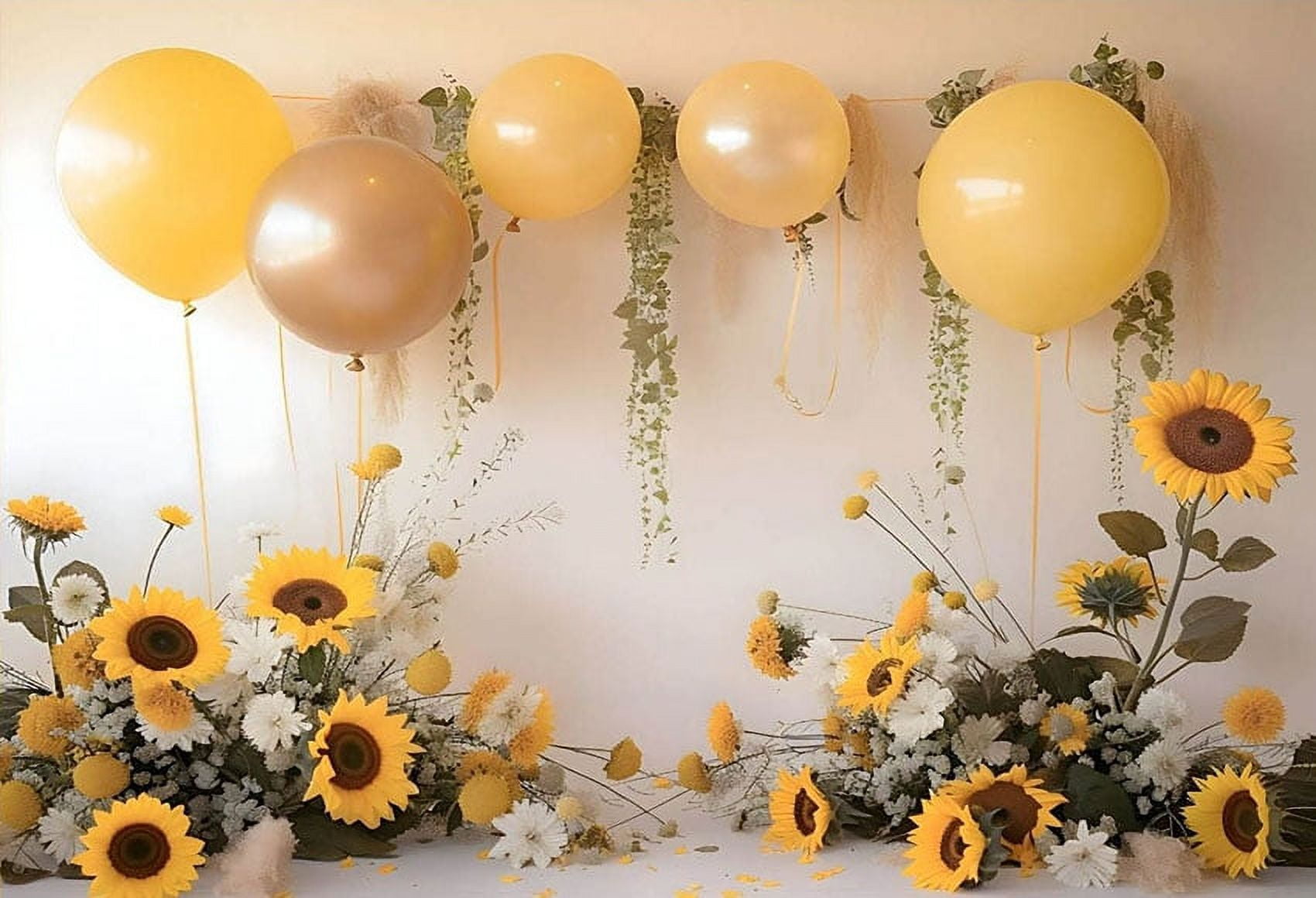 Sunflower Balloon Arch Floral Kid Birthday Party Cake Smash Portrait r ...
