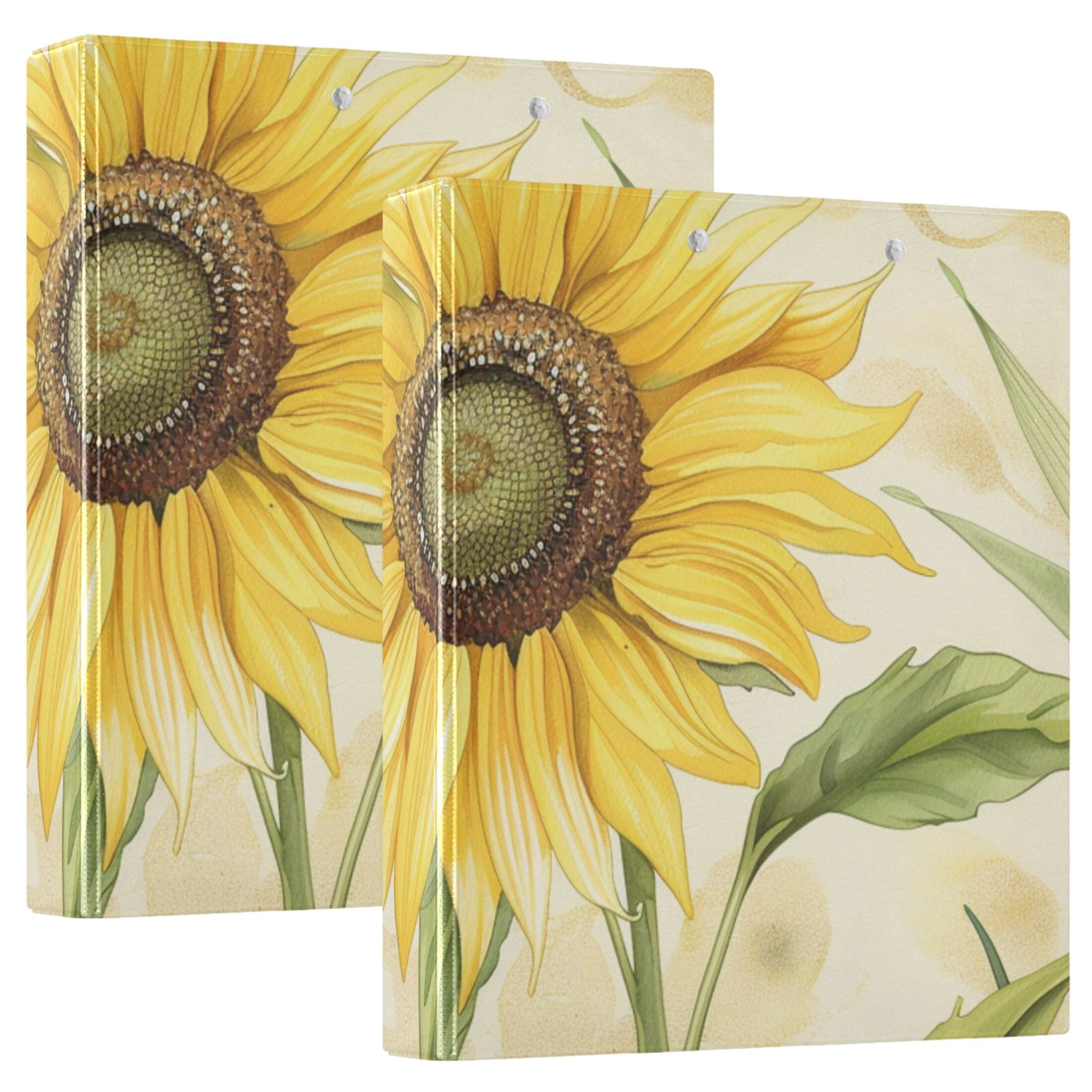 Sunflower Bamboo 3 Ring Binders 1.5 inch Hardcover File Folders with ...