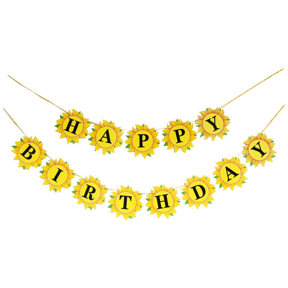 Sunflower Banner, HAPPY BIRTHDAY Garland Sunflower Banner Party ...