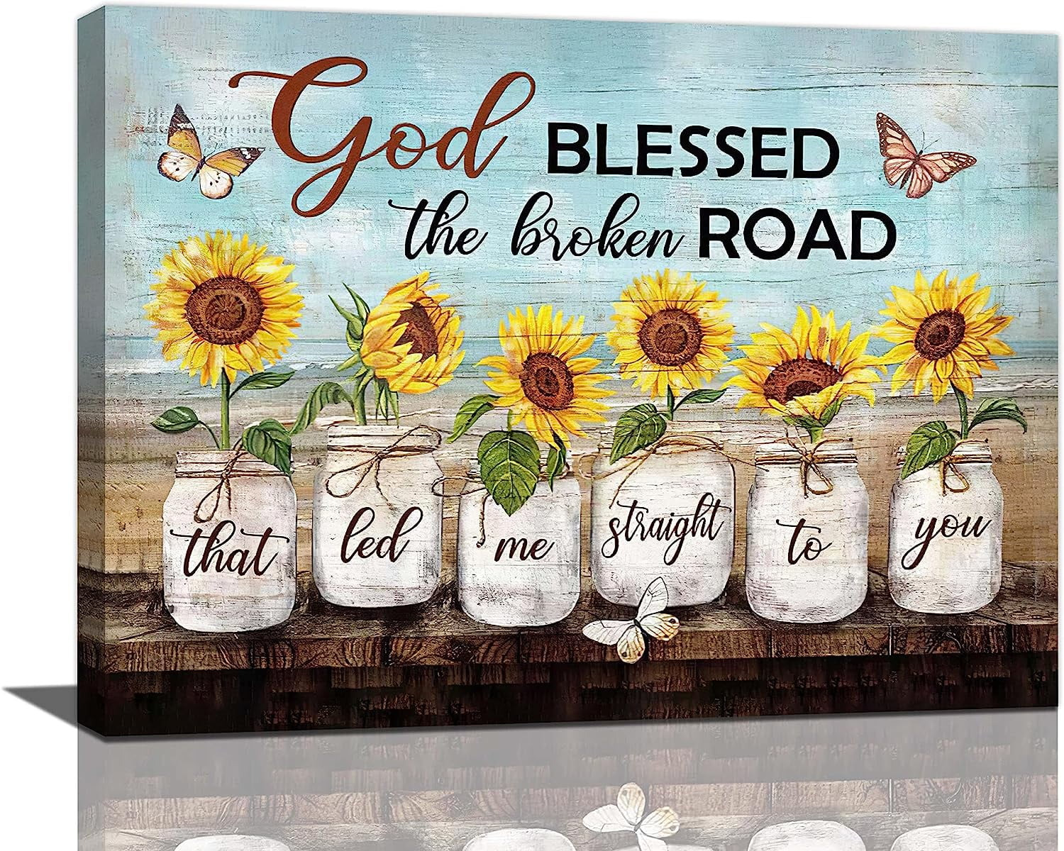 Sunflower Bathroom Wall Art Farmhouse Sunflowers Butterflies Pictures ...