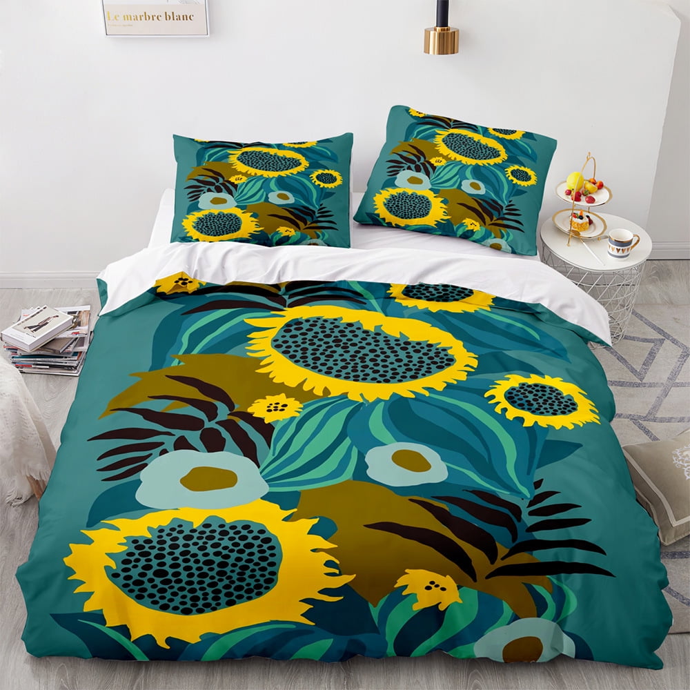 Sunflower Bedding, Garden Floral Sunflower Bedding Set, Aesthetic ...