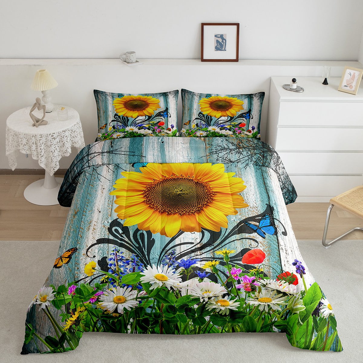 Sunflower Bedding Set Daisy Floral Comforter Set Twin for Boys ...