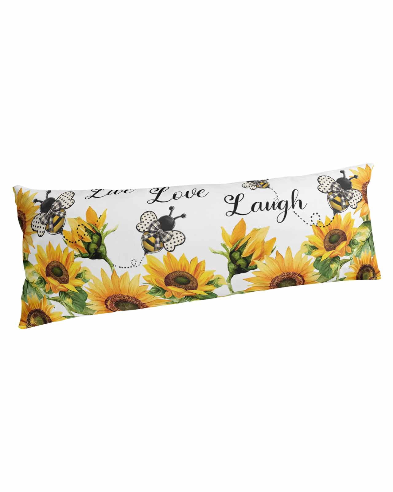 Sunflower Bee Body Pillow Covers, Vintage Yellow Floral Farmhouse ...