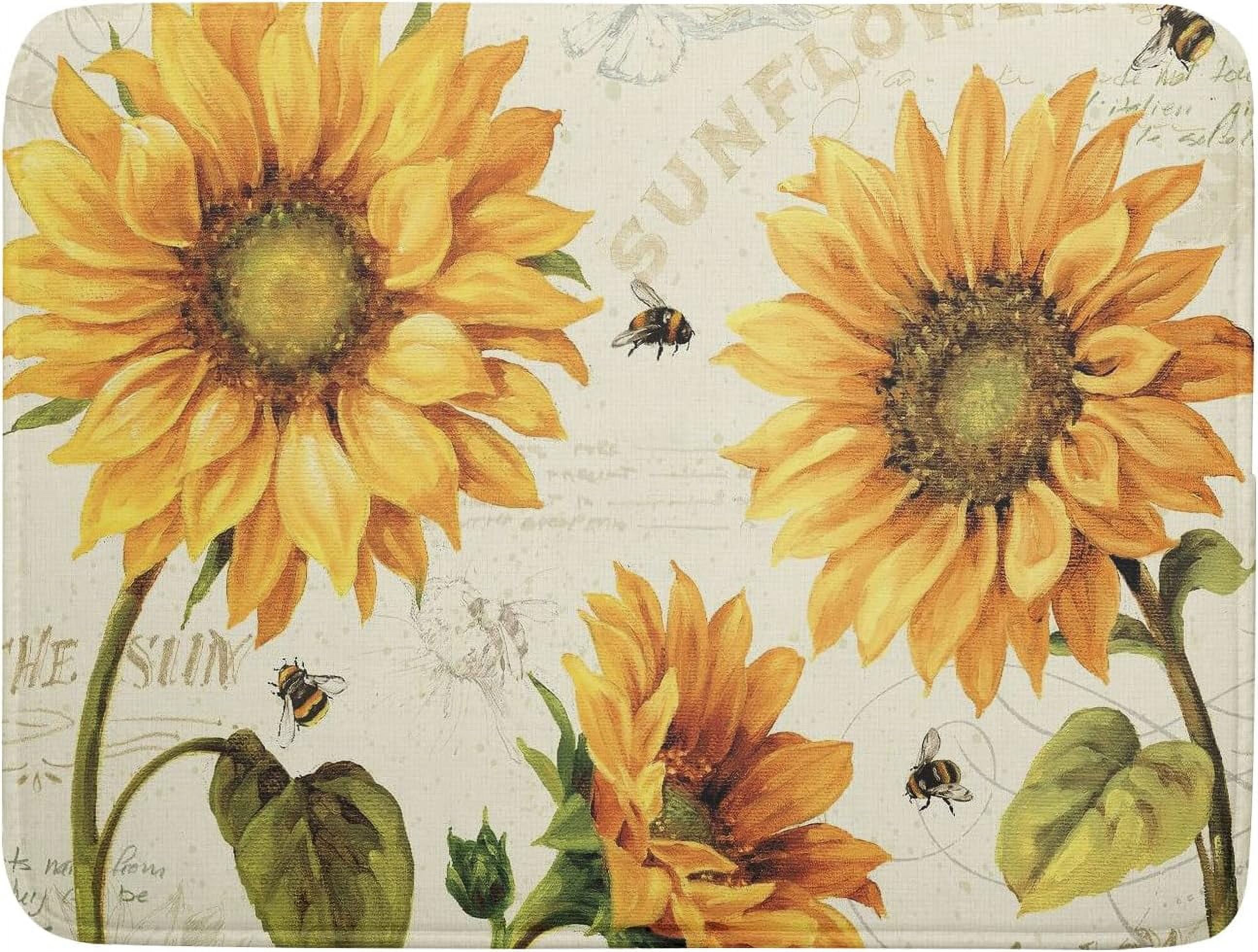 Sunflower Bee Dish Drying Mats for Kitchen Counter 16 x 18 Inch ...