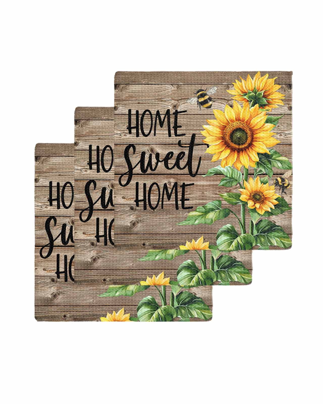 Sunflower Bee Kitchen Dish Towels for Drying Dishes Set of 3, Farmhouse ...