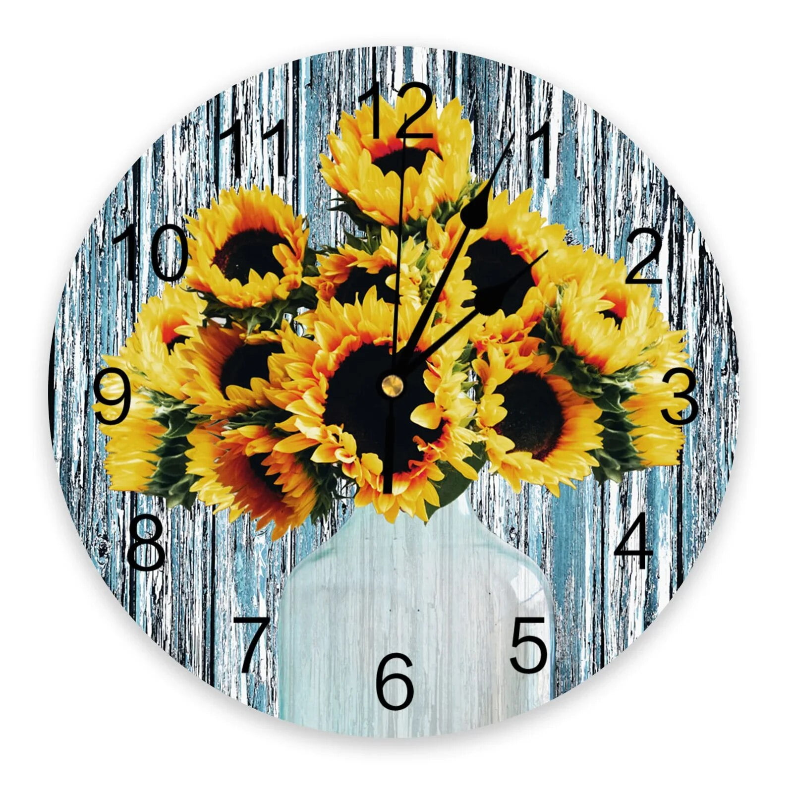 Sunflower Bee Park Vintage Bedroom Wall Clock Large Modern Kitchen ...
