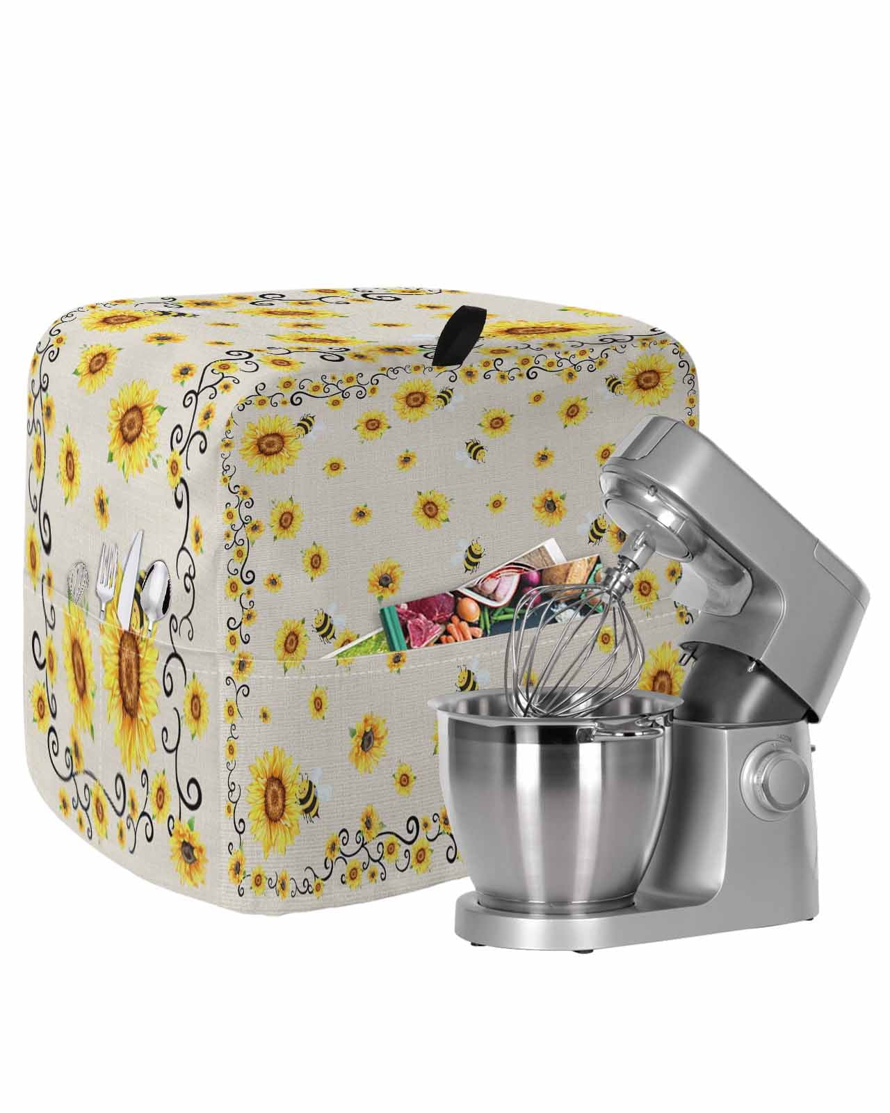 Sunflower Bees Stand Mixer Dust Cover with Storage Pocket & Handles ...