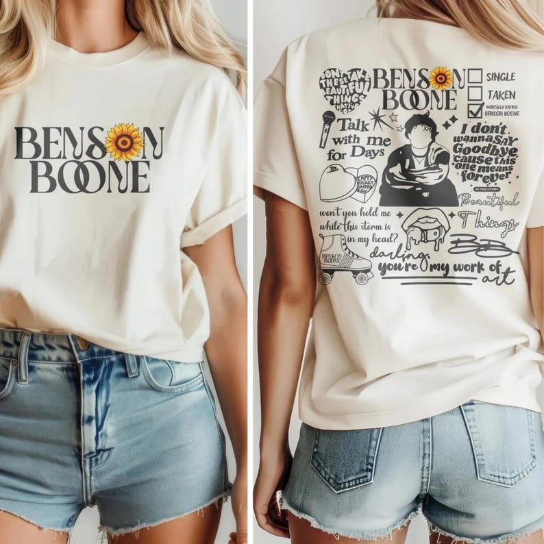 Sunflower Benson Boone 2 Side Shirt, Benson Boone Merch, Comfort Color Benson Boone Concert ...