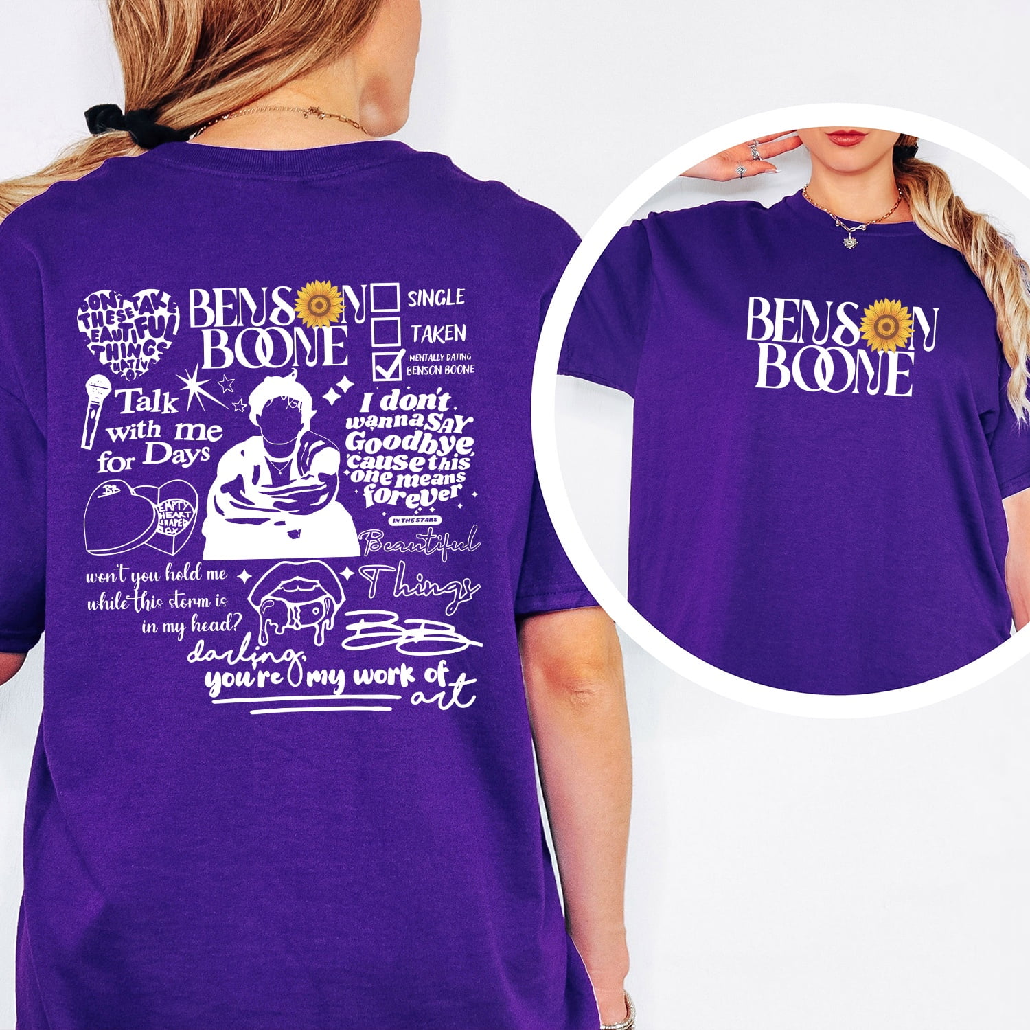 Sunflower Benson Boone Double Side Shirt, Benson Boone Merch, Benson ...
