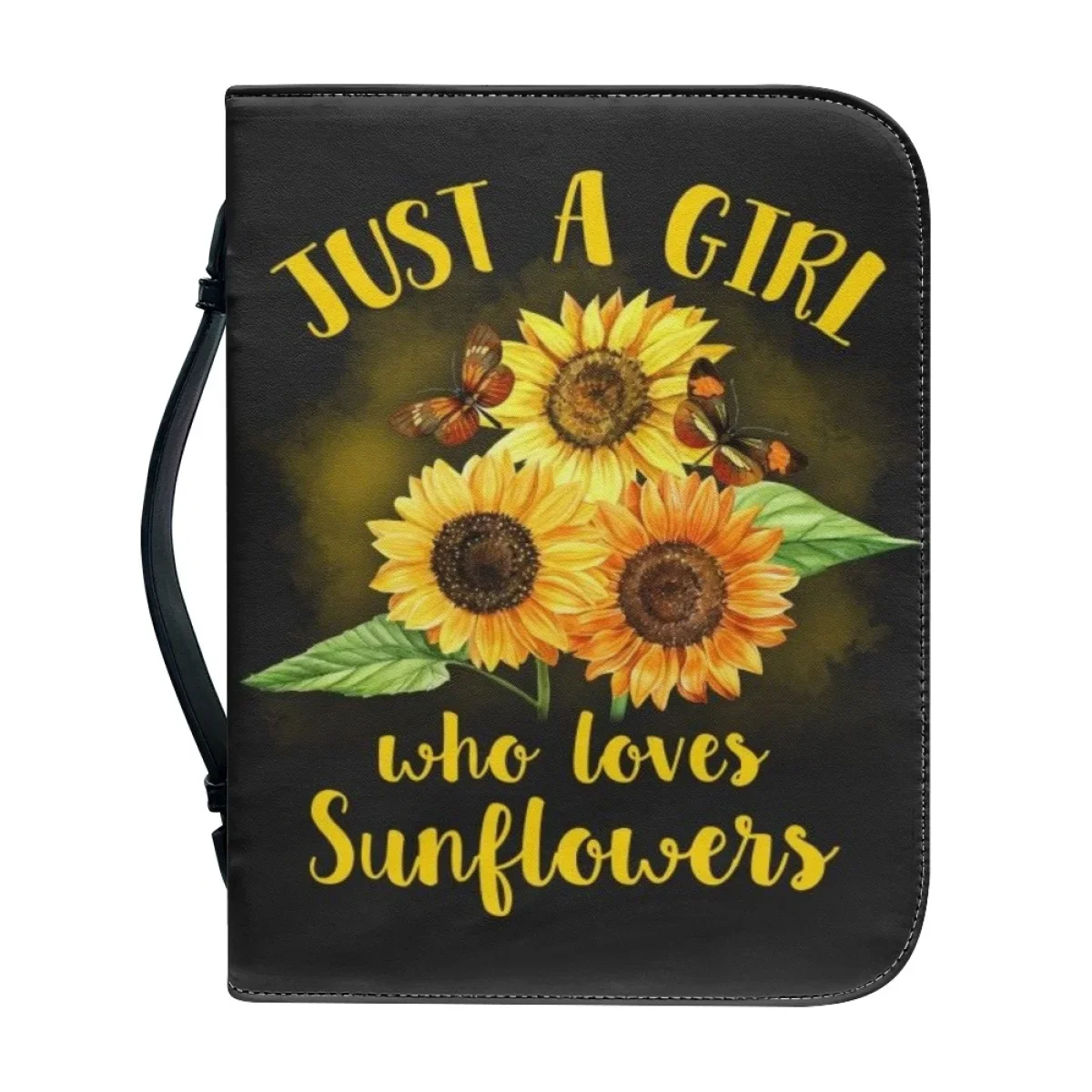 Sunflower Bible Poem Printing Women's Bible Cover Case Leather Zippered ...