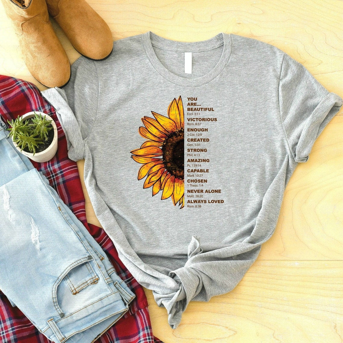 Sunflower Bible Verse Shirt For Christian Women, Christian Clothing ...