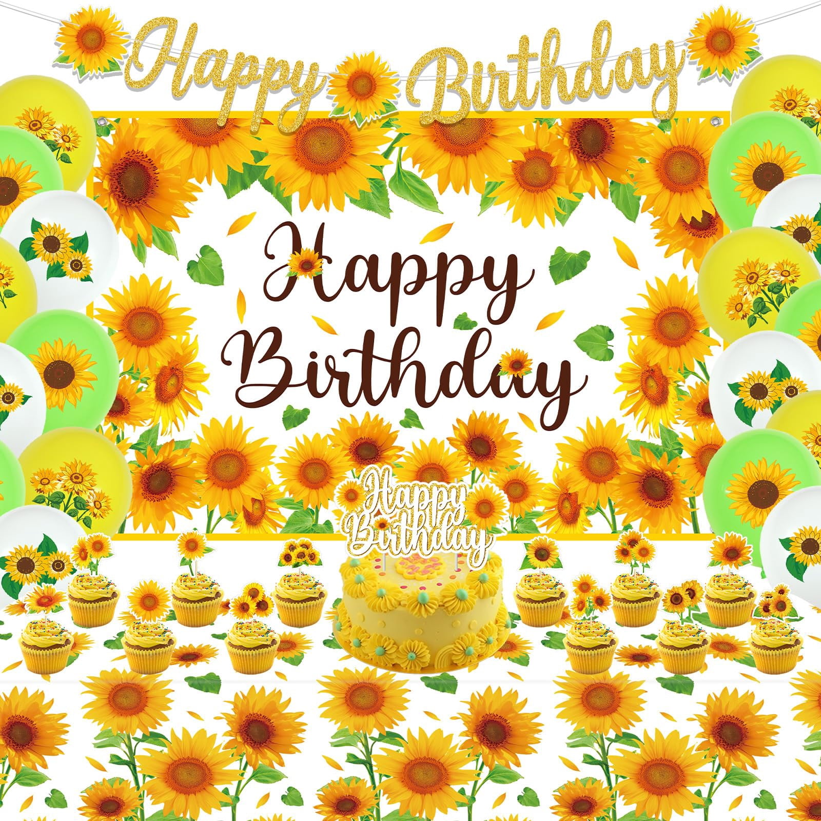Sunflower Birthday Party FEV6 Decoration - Include Happy Birthday ...