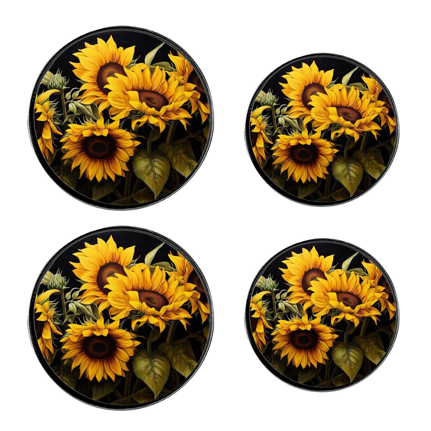 Sunflower Black Pattern Style Stove Burner Covers Set,Gas Stove Burner ...