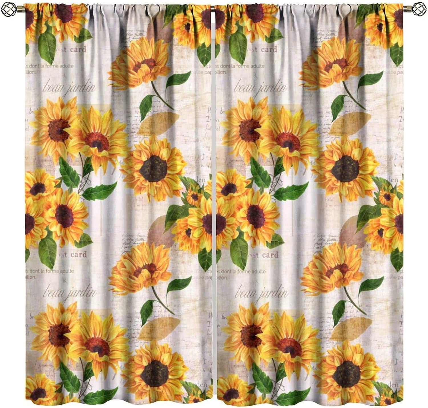 Sunflower Blackout Curtains Spring Flower Vintage Rustic Farmhouse ...